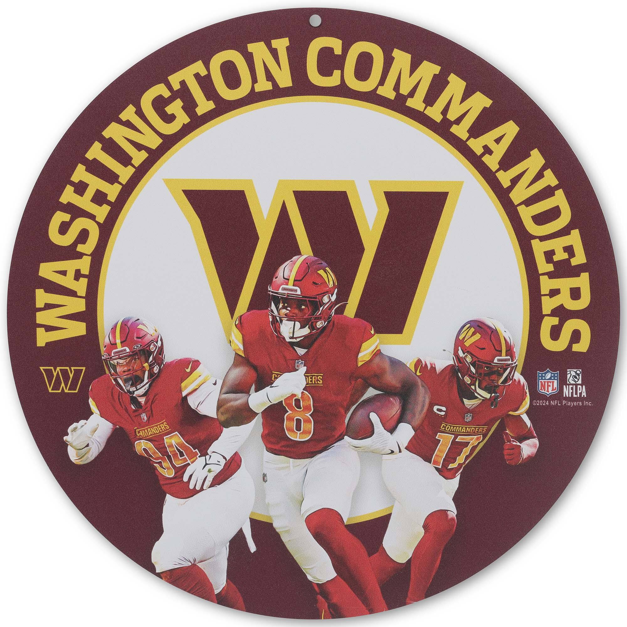 Open Road Brands Washington Commanders Team Stars 11" Round Metal Sign ...