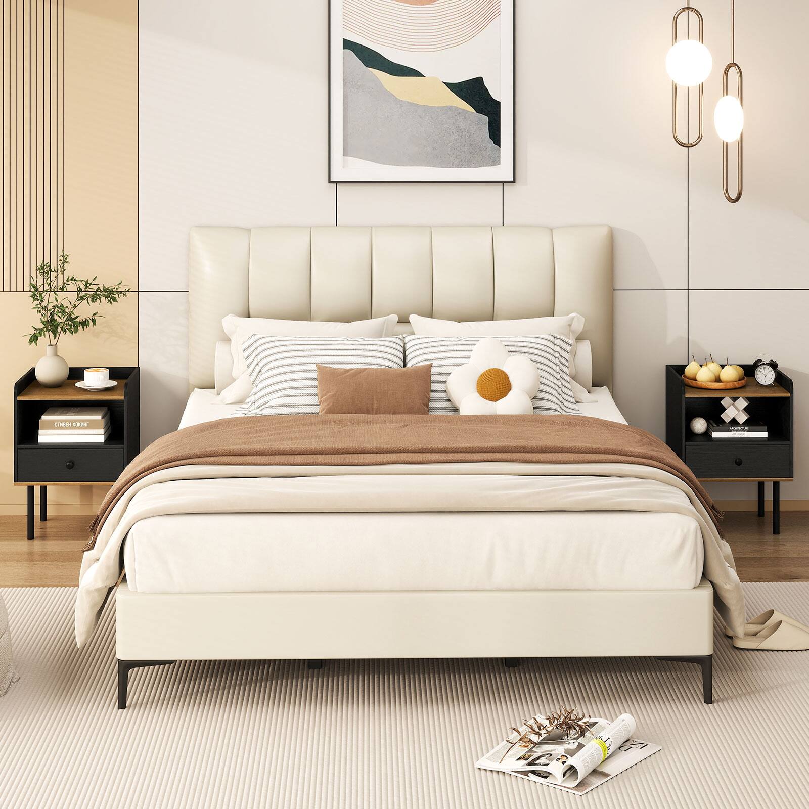 Gymax 2PCS 3 Tier Sofa Side Table w/ Open Storage Shelf Metal Legs for ...