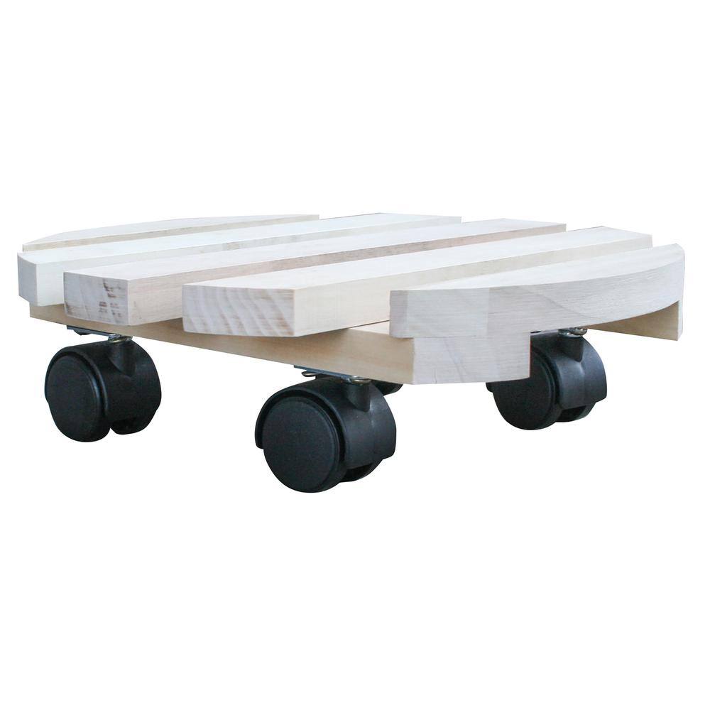 AmeriHome 2 Piece Rolling Wood Plant Caddie Round Black WCRDSET - Best Buy