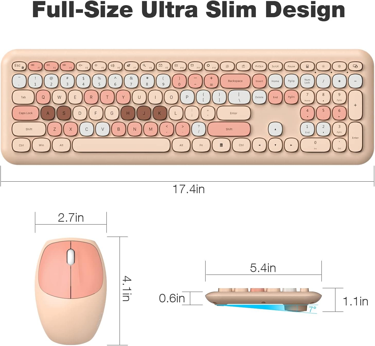 SaharaCase Wireless Keyboard and Mouse Combo with Flush Keys Beige ...