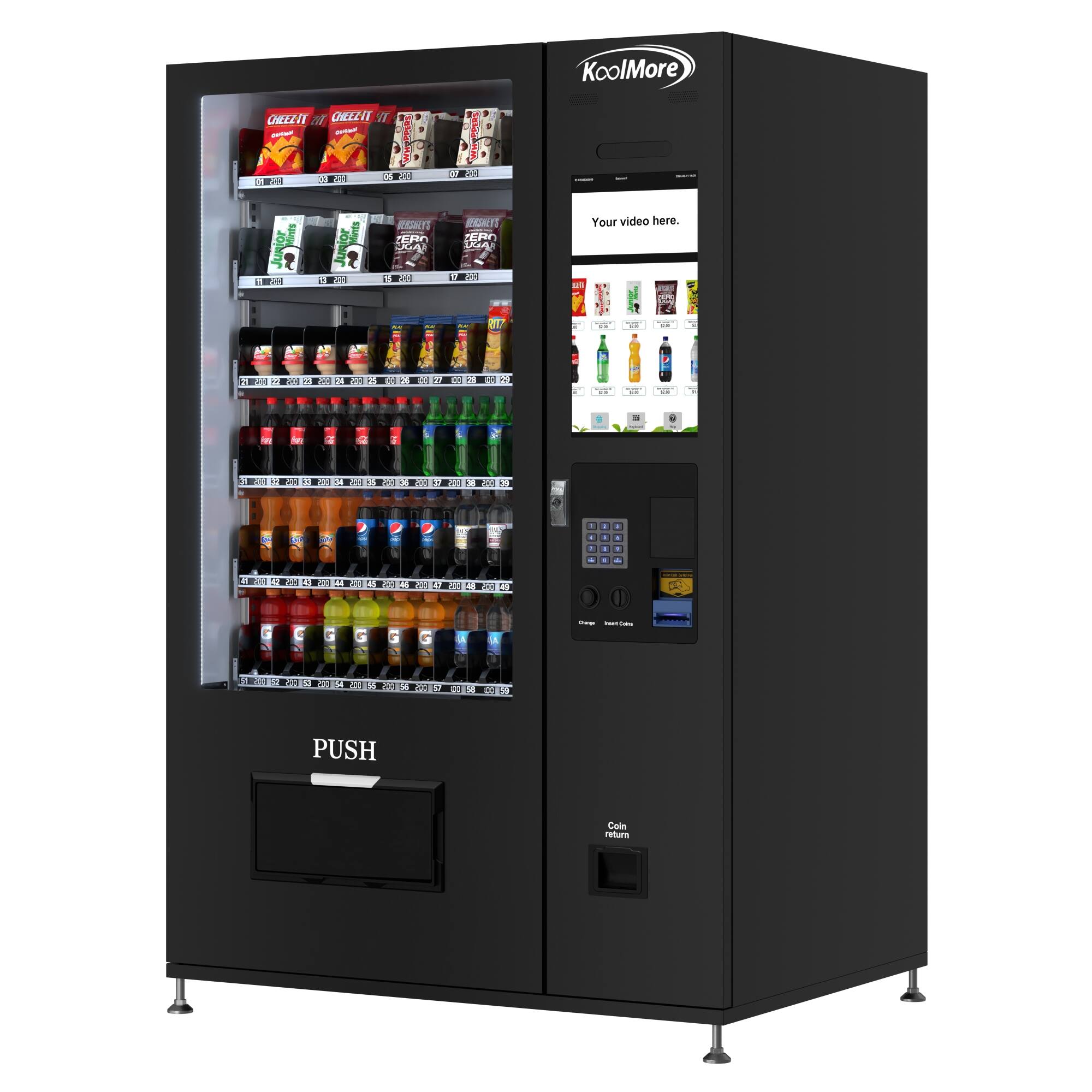 Koolmore Refrigerated Snack and Drink Vending Machine with 60 Slots and ...