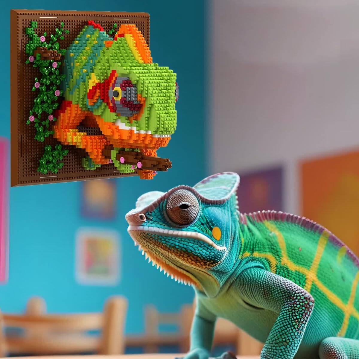 Leash Valley Wall Art Chameleon Building Blocks Set A Decor Set For ...