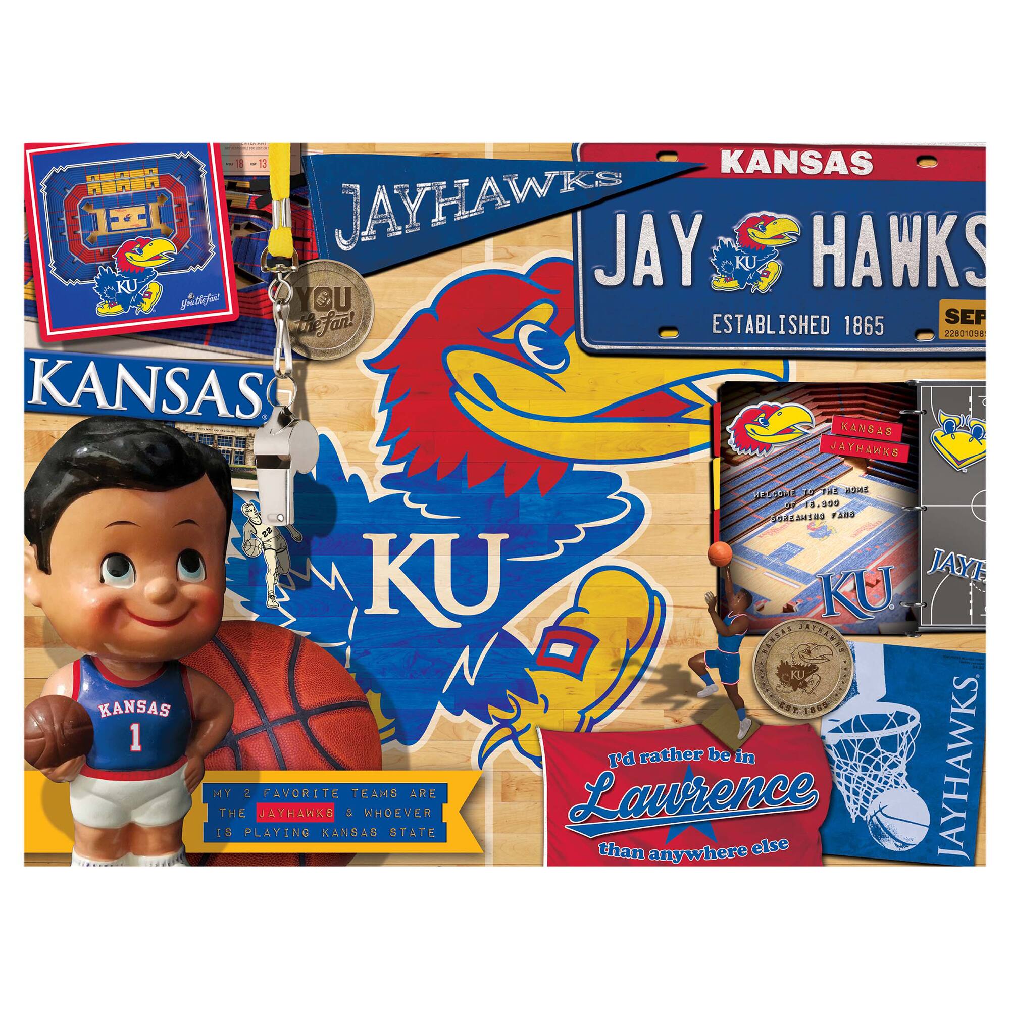 YouTheFan Kansas Jayhawks 500 Piece Retro Series Puzzle Multicolor ...