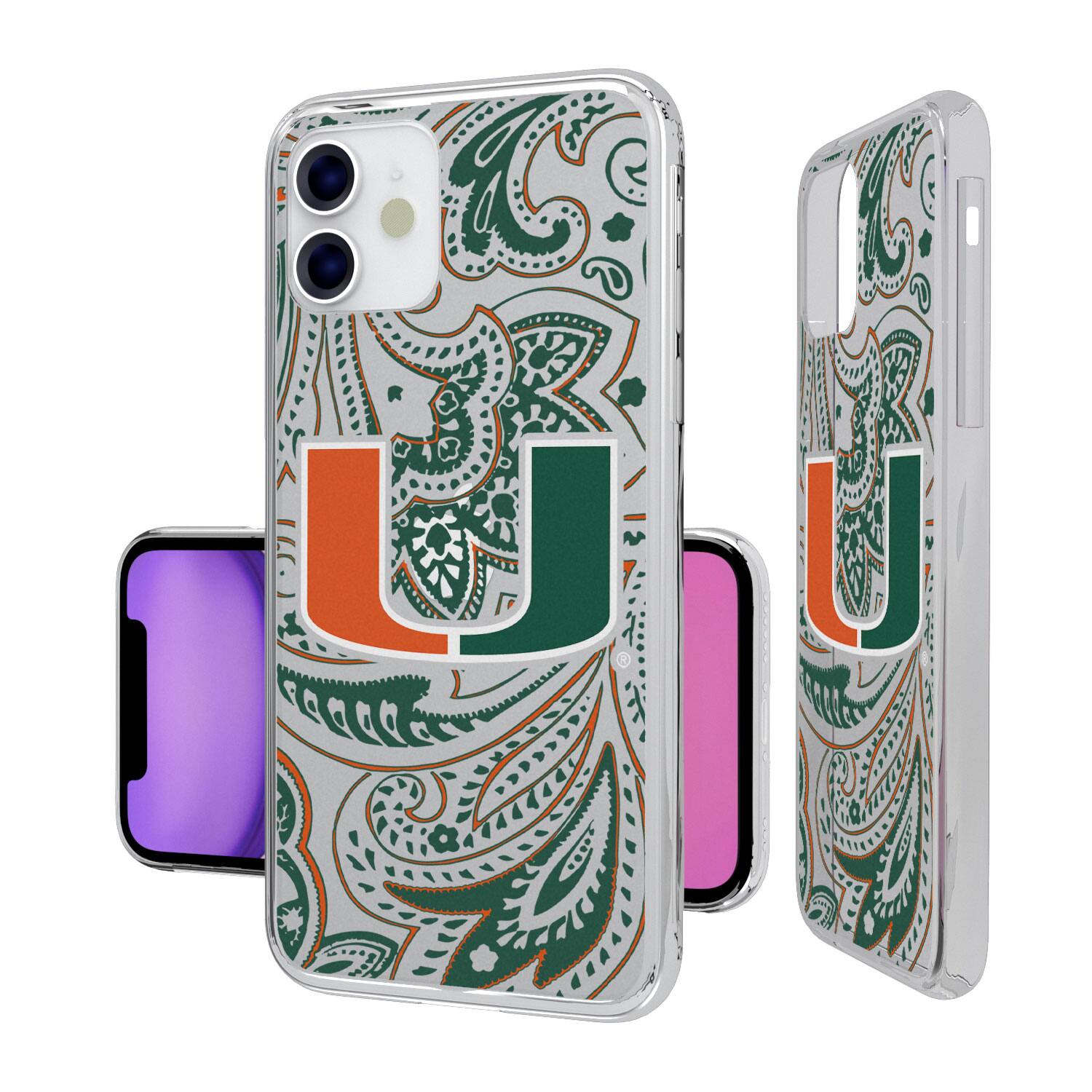 Keyscaper NCAA Miami Hurricanes iPhone Paisley Design Clear Case 16 Pro ...