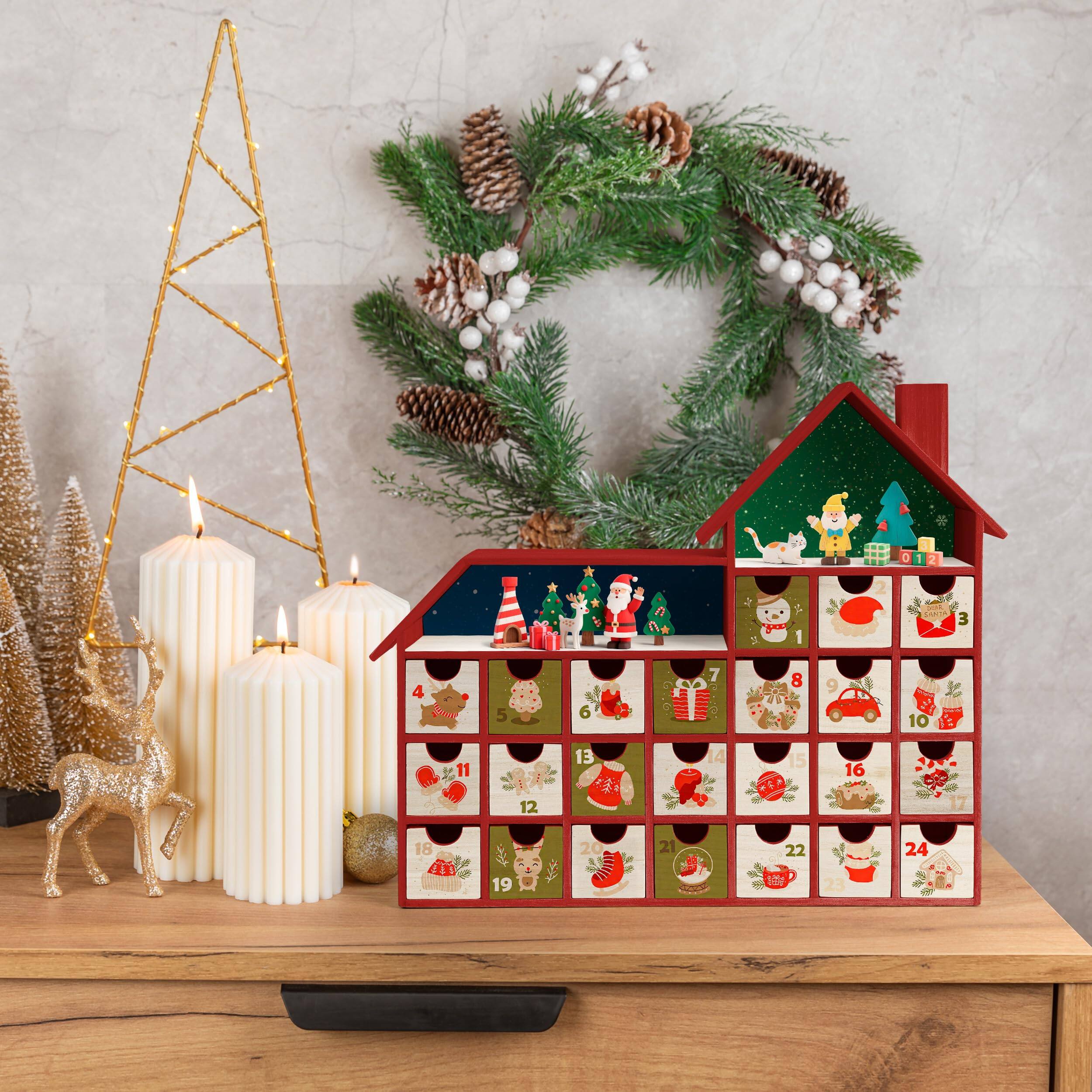 Paradigms Interiors Christmas Wooden Advent Calendar With Drawers ...