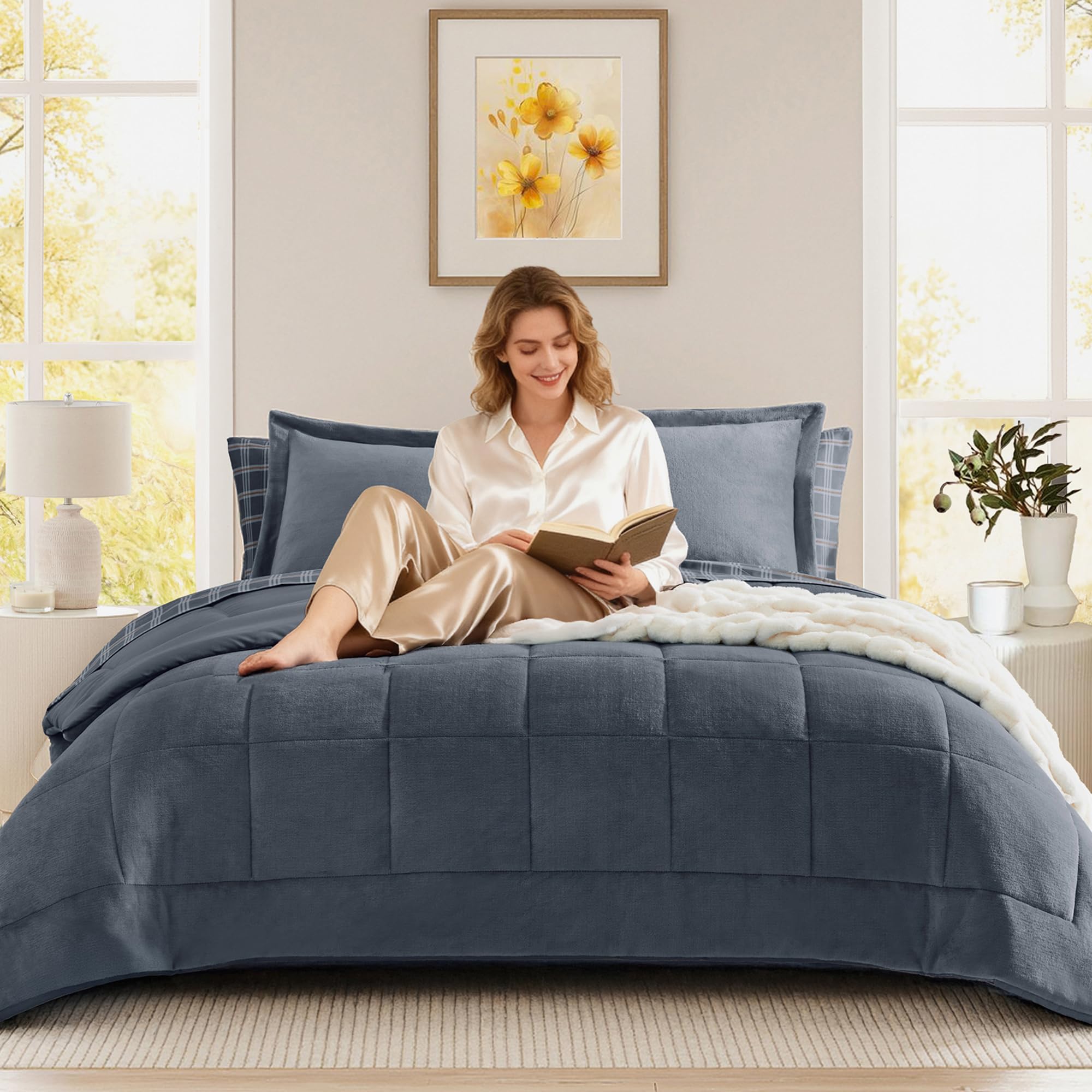 Paradigms Interiors Plush Comforter Set Flannel Sets 7 Pieces Bed In A ...