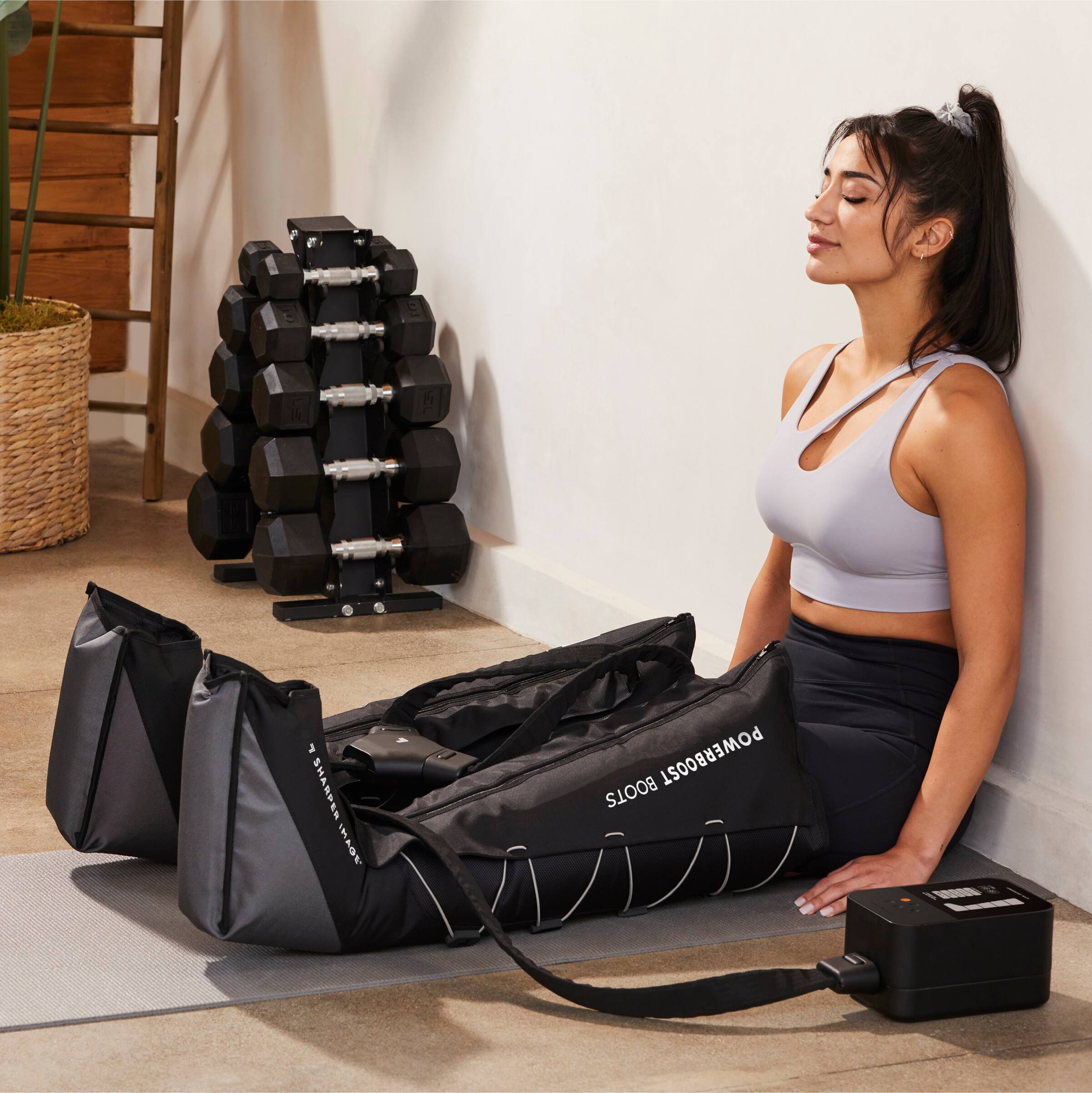 Sharper Image Powerboost Boots, Air Compression Leg Massager Black ...