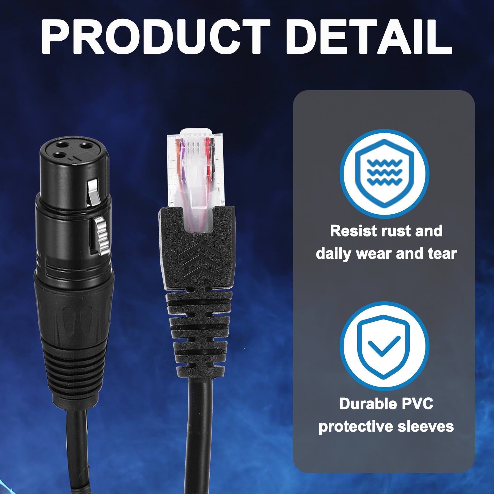 Unique Bargains 2pcs 3 Pin DMX512 XLR Female to RJ45 Male Adapter Cable ...