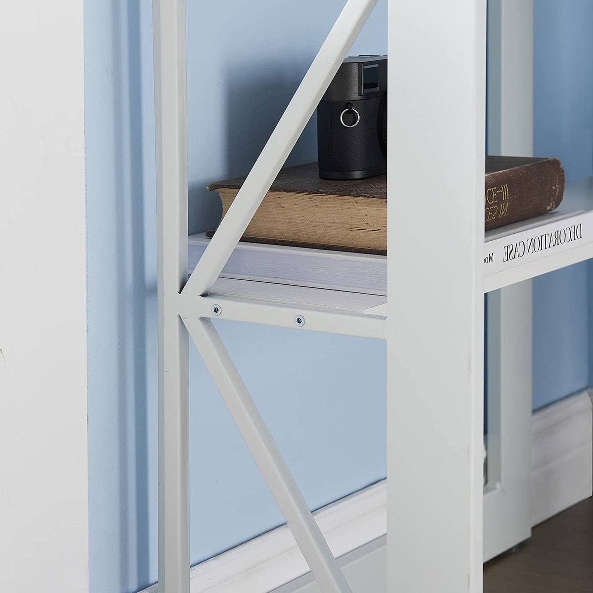 Hivvago Corner Computer Desk with Keyboard Tray Storage Shelves White ...