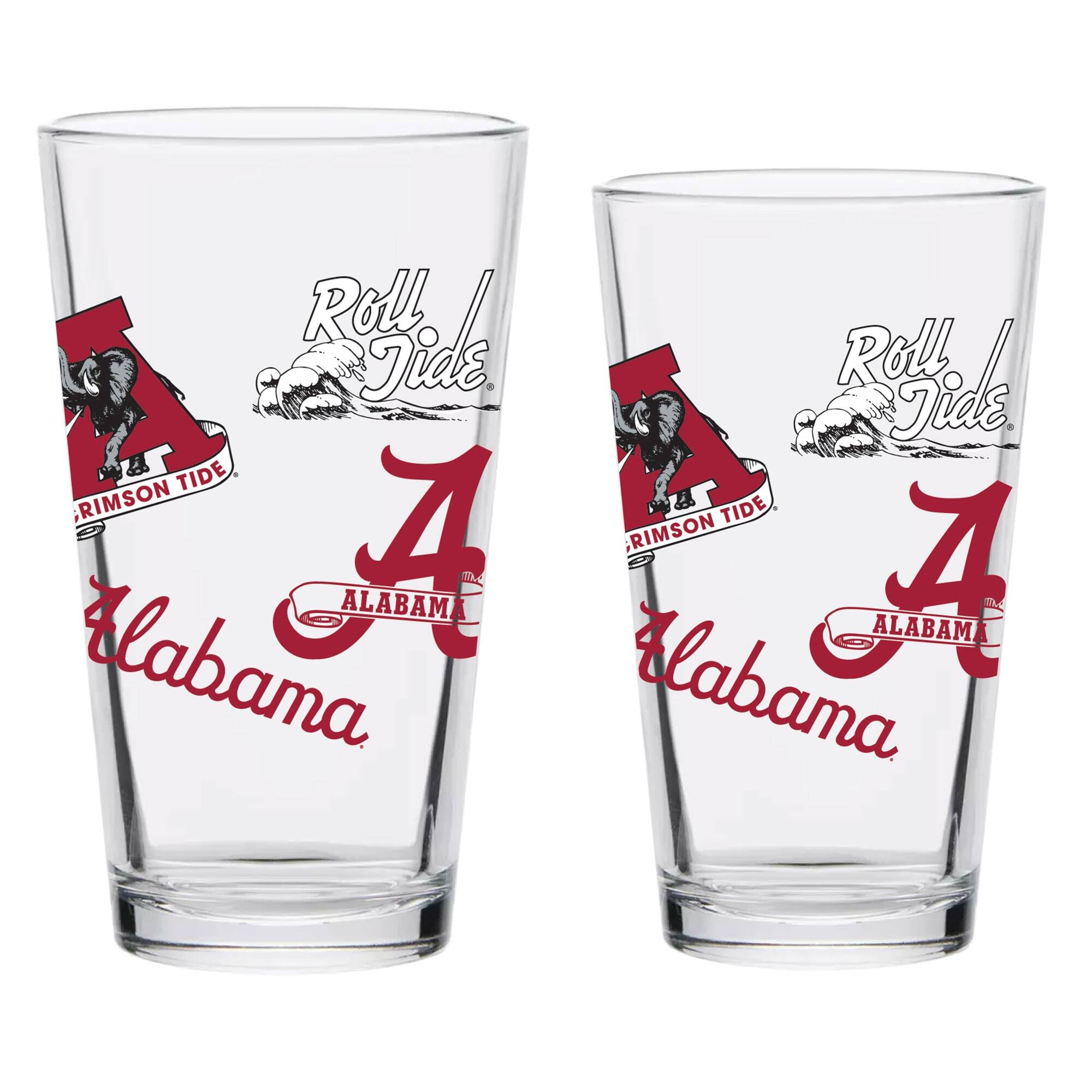 Indigo Falls Alabama Crimson Tide 16oz. Vintage Medley Pint Glass Two ...