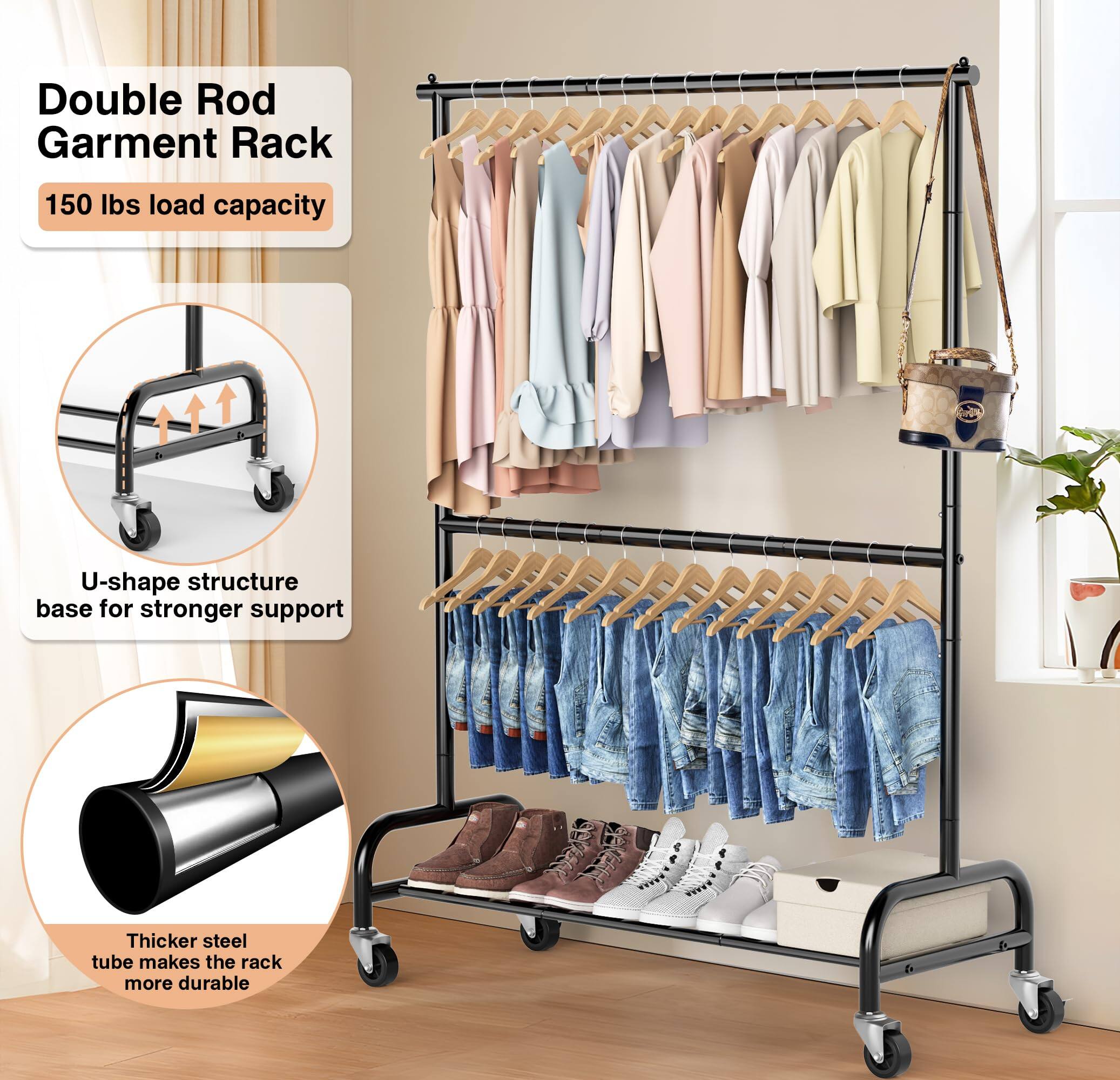 Hirose Alice MISSLO Heavy Duty Clothing Racks for Hanging Clothes Rack ...