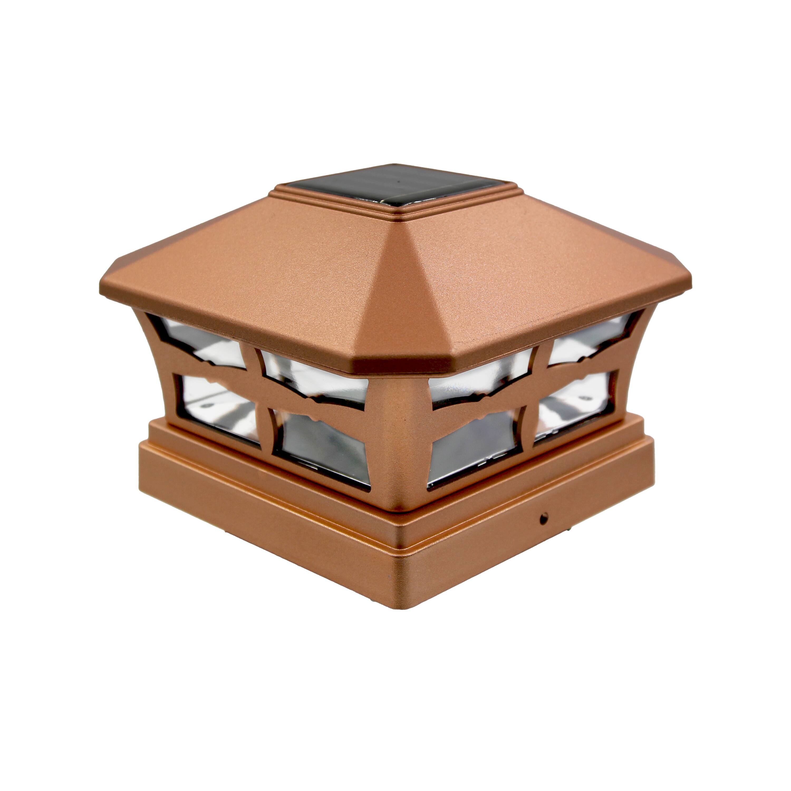 FC Design Copper Solar Post Cap Light with Single LED Fit 6x6 Inch Wood ...