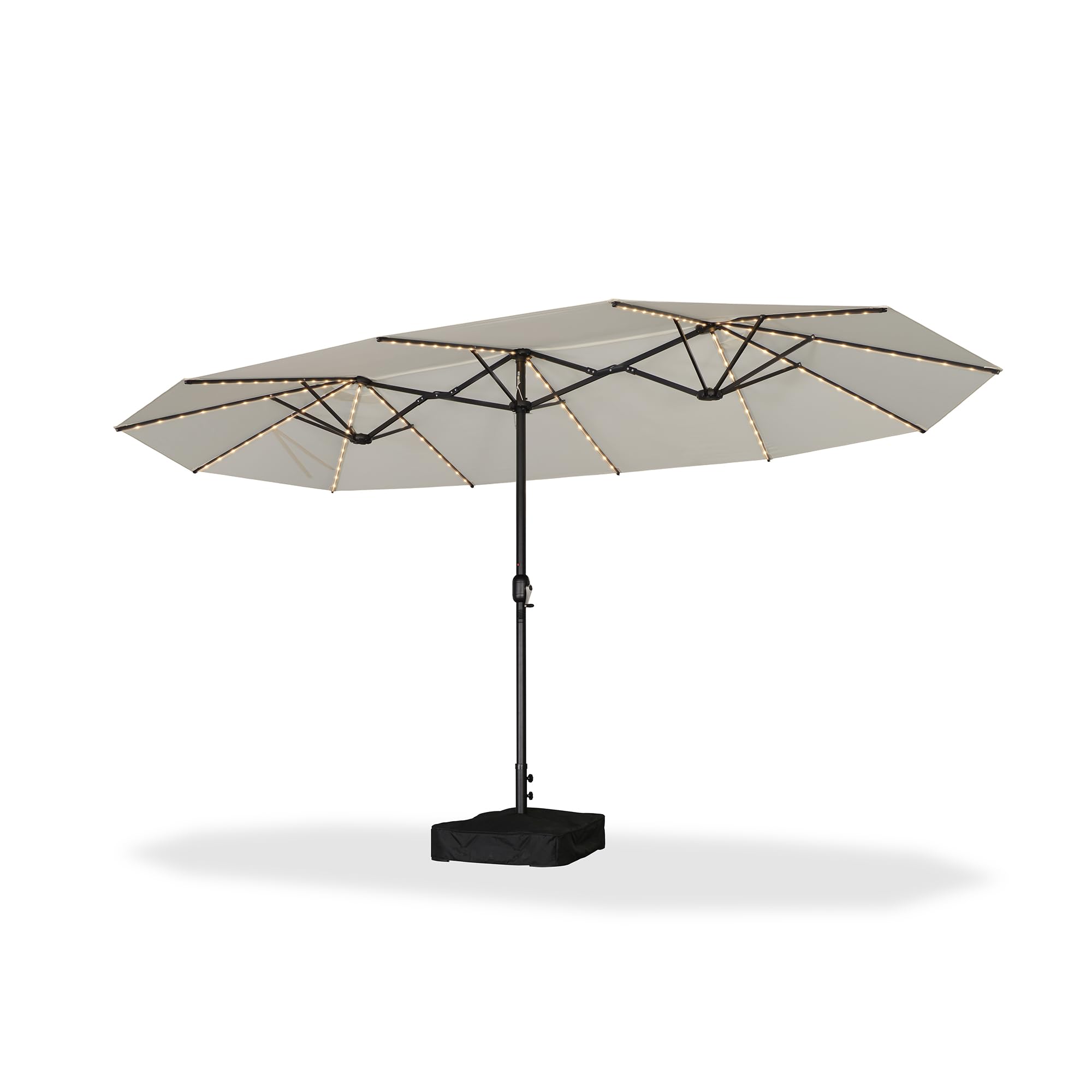 PURPLE LEAF 14 ft. Patio Market Umbrella with Solar LED and Base Double ...
