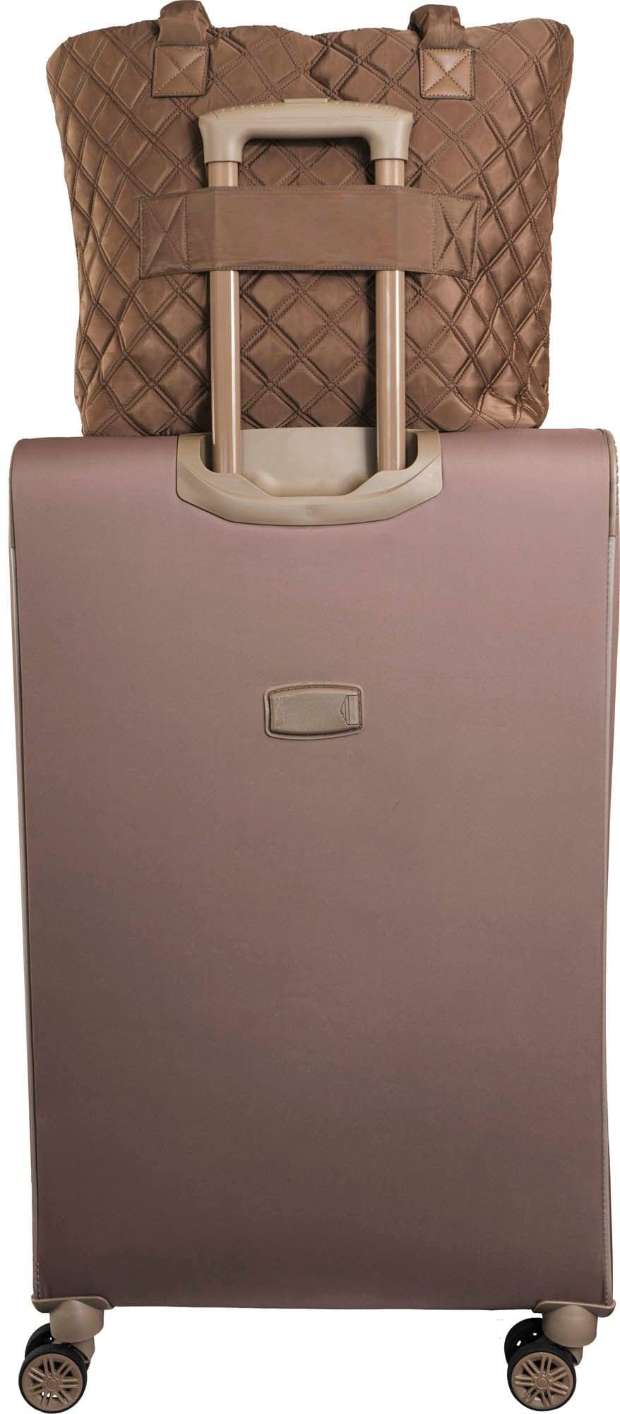 Joan & David 21 Inch Diamond Quilted Nylon Workbook Tote Taupe JDT1005 ...