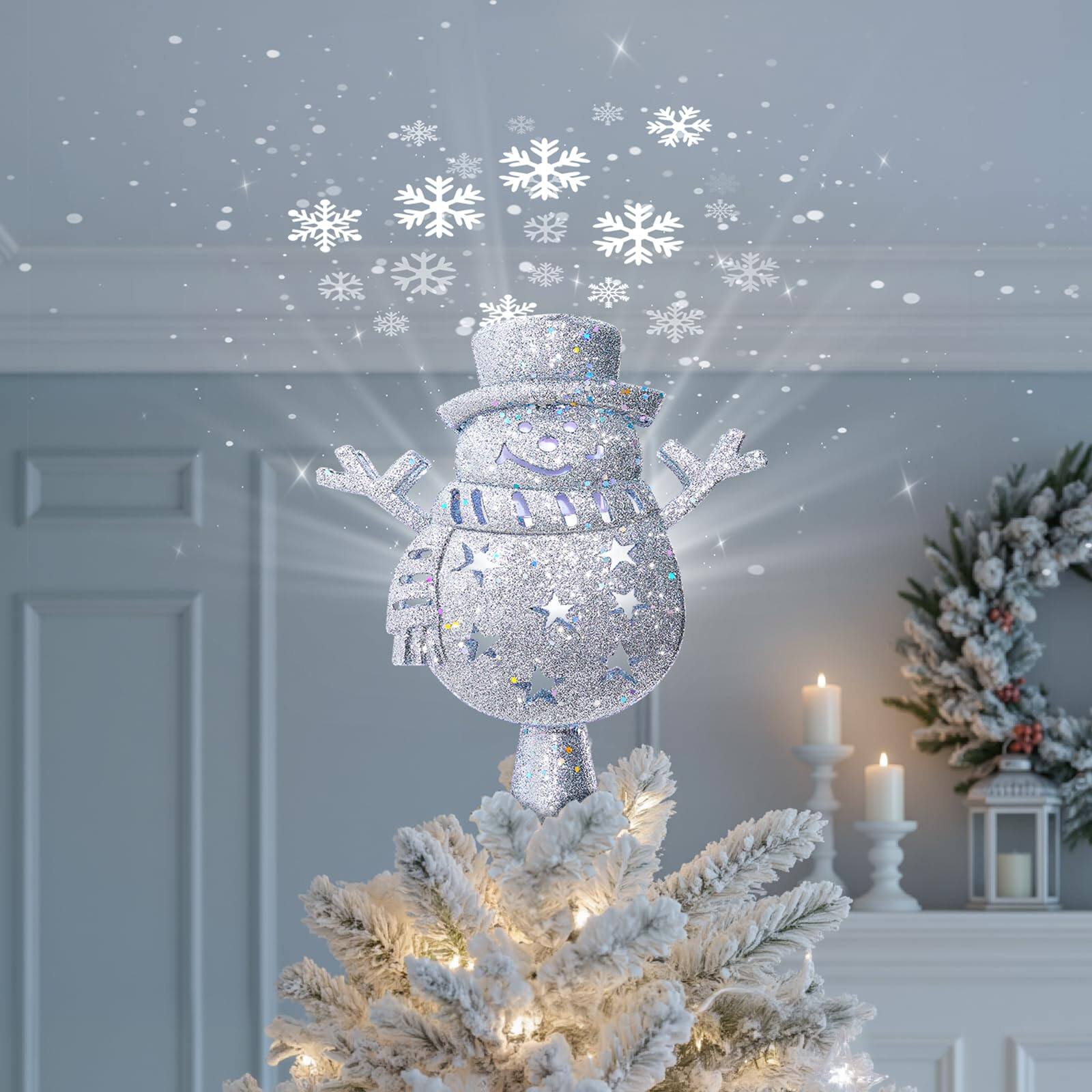NICHOLAS KLEIN Christmas Tree Topper With 3d Glitter Led Snowflake ...