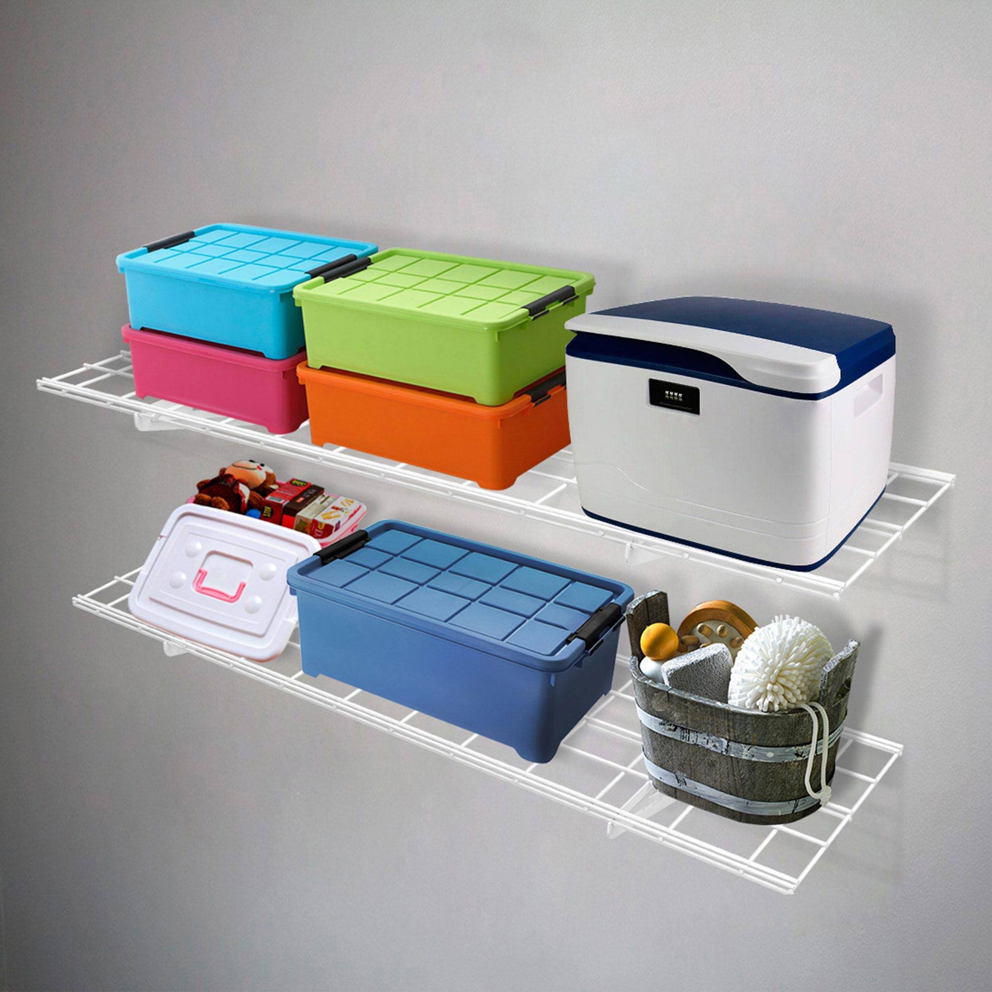 Fleximounts 12 in. x 48 in. Steel Garage Wall Shelf with Brackets White ...