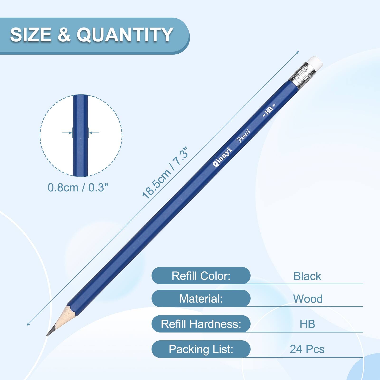 Unique Bargains 24pcs HB Pencils, Pre Sharpened Hexagonal Wooden ...