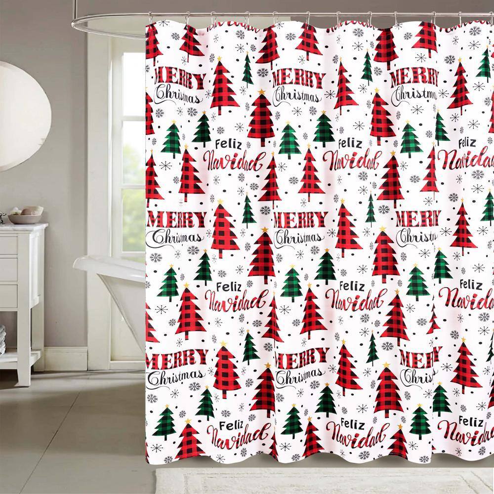 RT Designers Collection Holiday Themed Christmas Shower Curtain 70" x ...