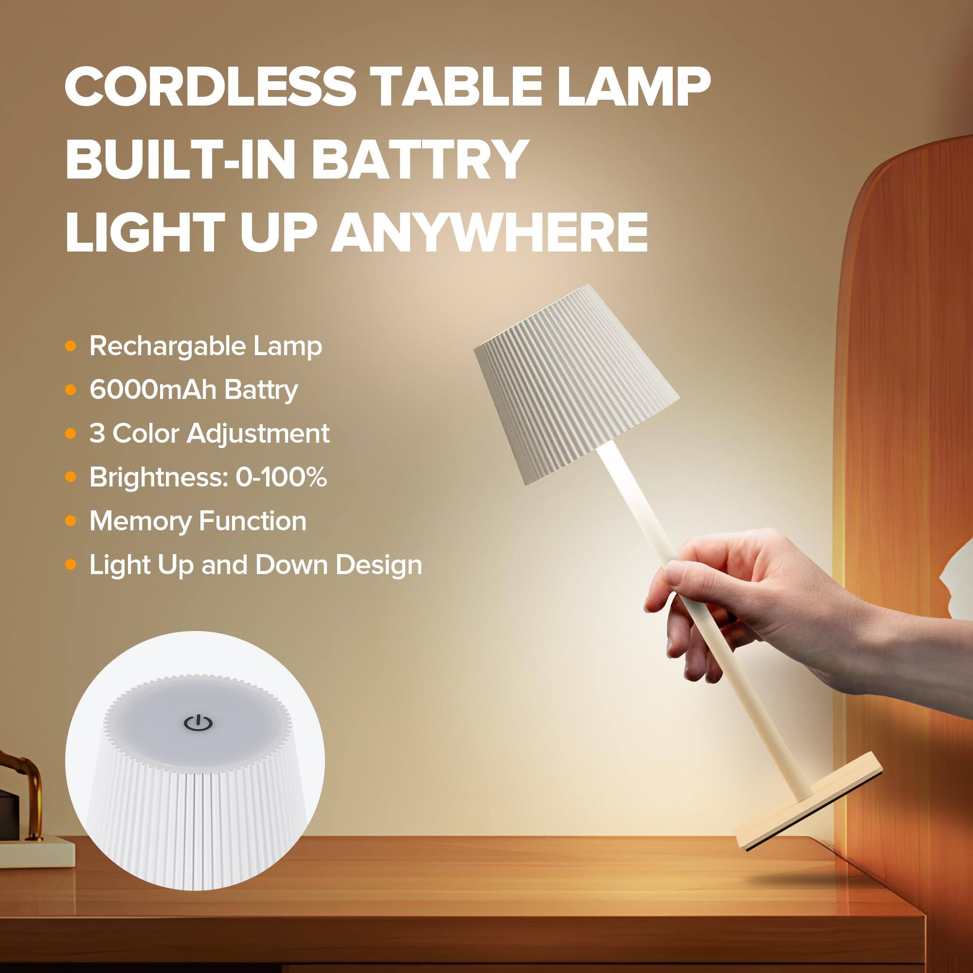 Dazzling Pops LUTEC Cordless Table Lamp 6000mAh Rechargeable Battery ...