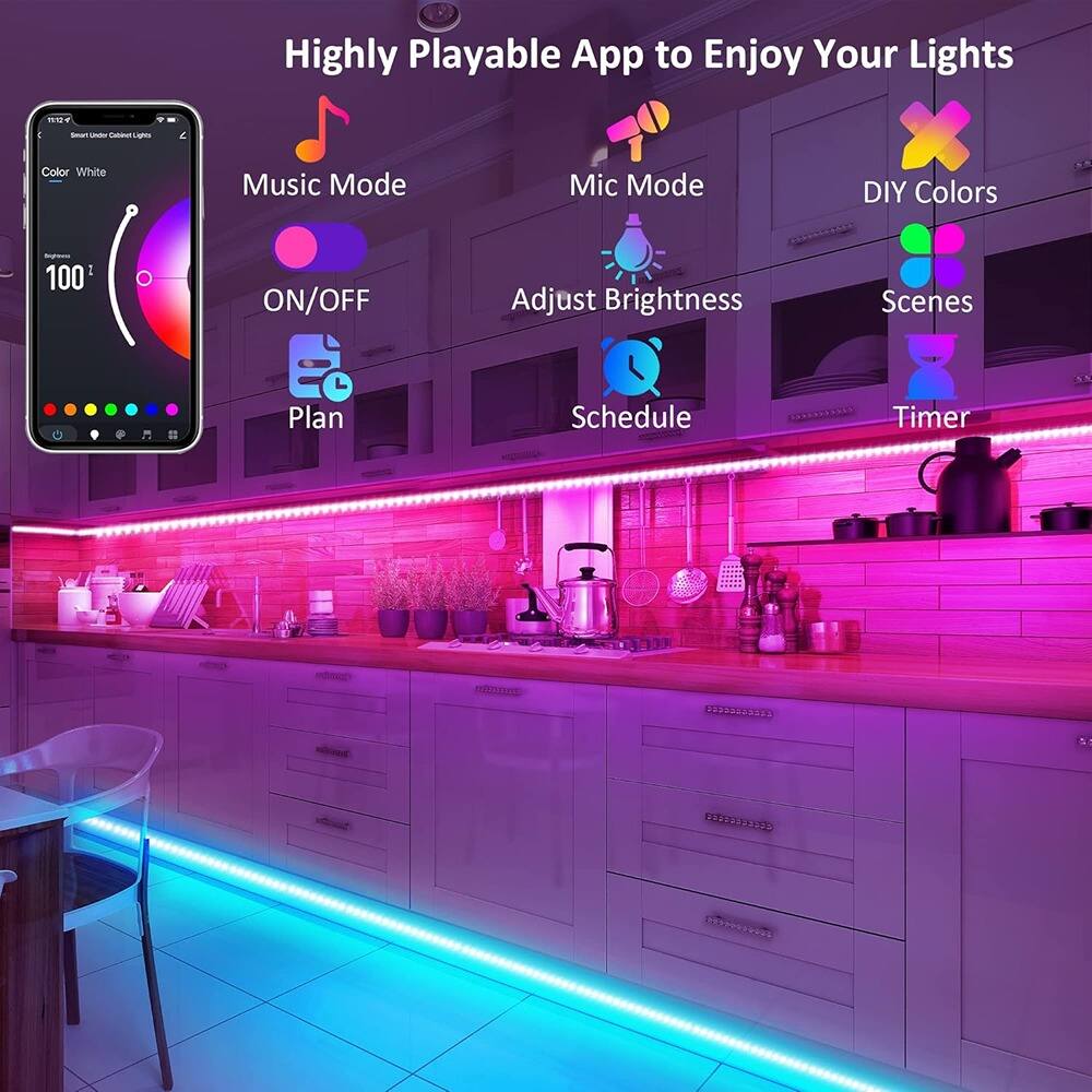 PARKER SLATER 10PCS Smart RGB Under Cabinet Lights, Alexa/Google, App ...