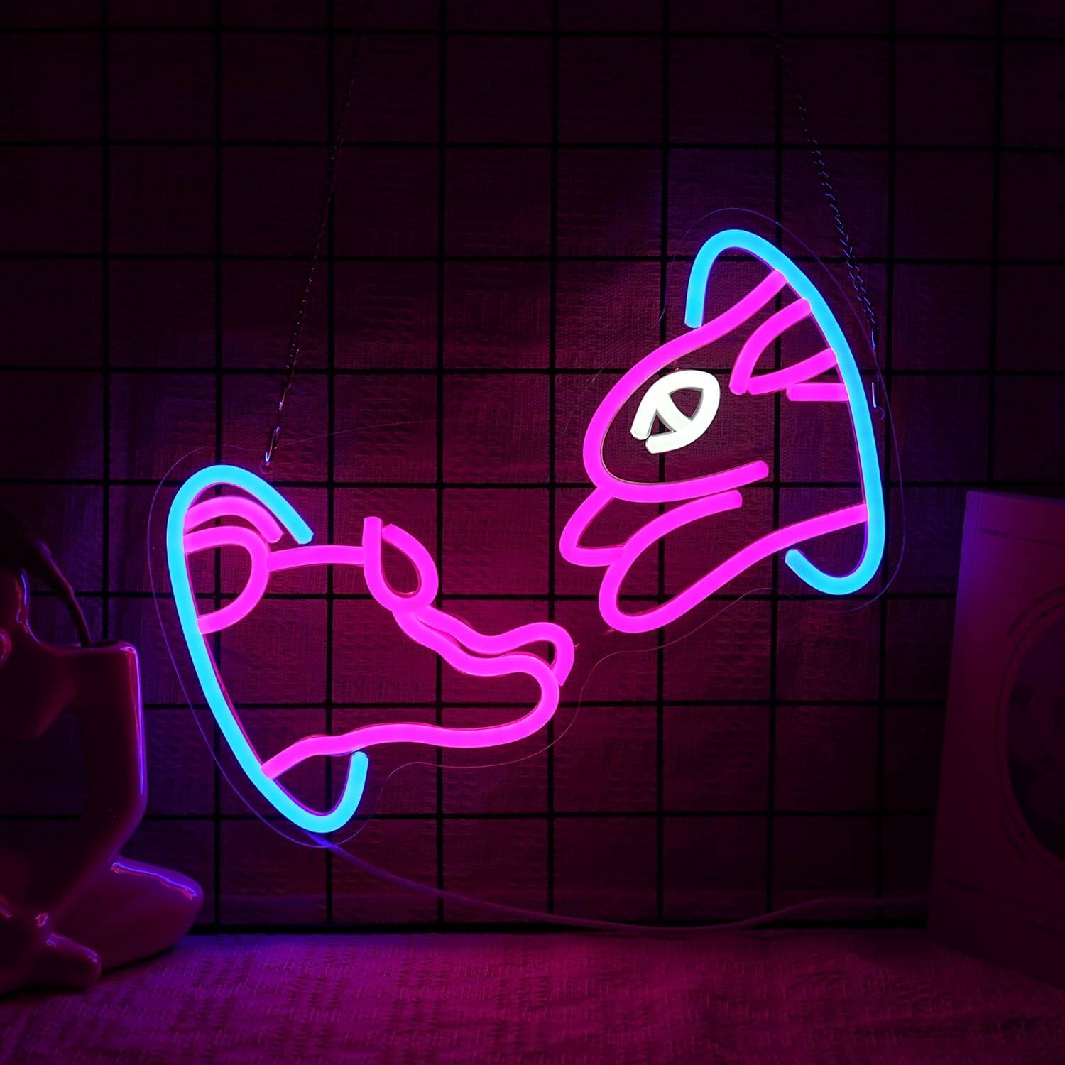 Auledio Easter Bunny Neon Sign Trendy Bunny Crossing Hole LED Light ...