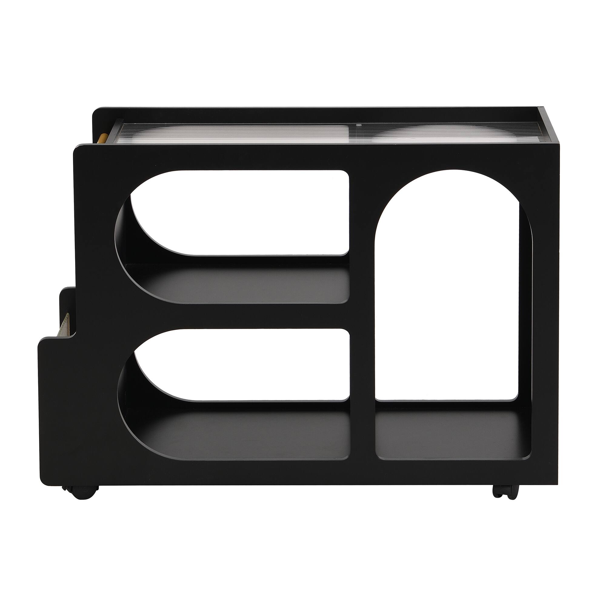 Ecooso Mobile End Table with Lockable Wheels, 5mm Thick Fluted Tempered ...