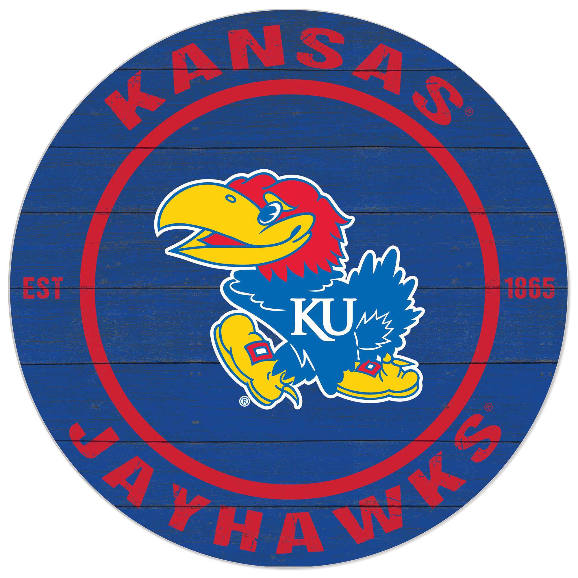 Jardine Kansas Jayhawks 20'' x 20'' Indoor/Outdoor Circle Sign Blue ...