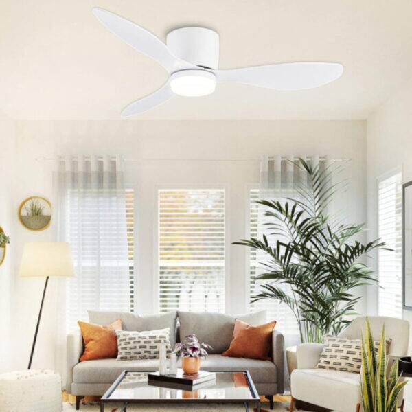 Evolution Blazed LOW PROFILE CEILING FAN WITH REMOTE White EBI135674 ...