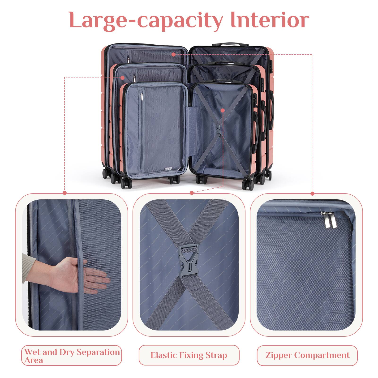AENKYO Luggage Set 20"/24"/28" 3 PCS Lightweight Suitcase Set with ...