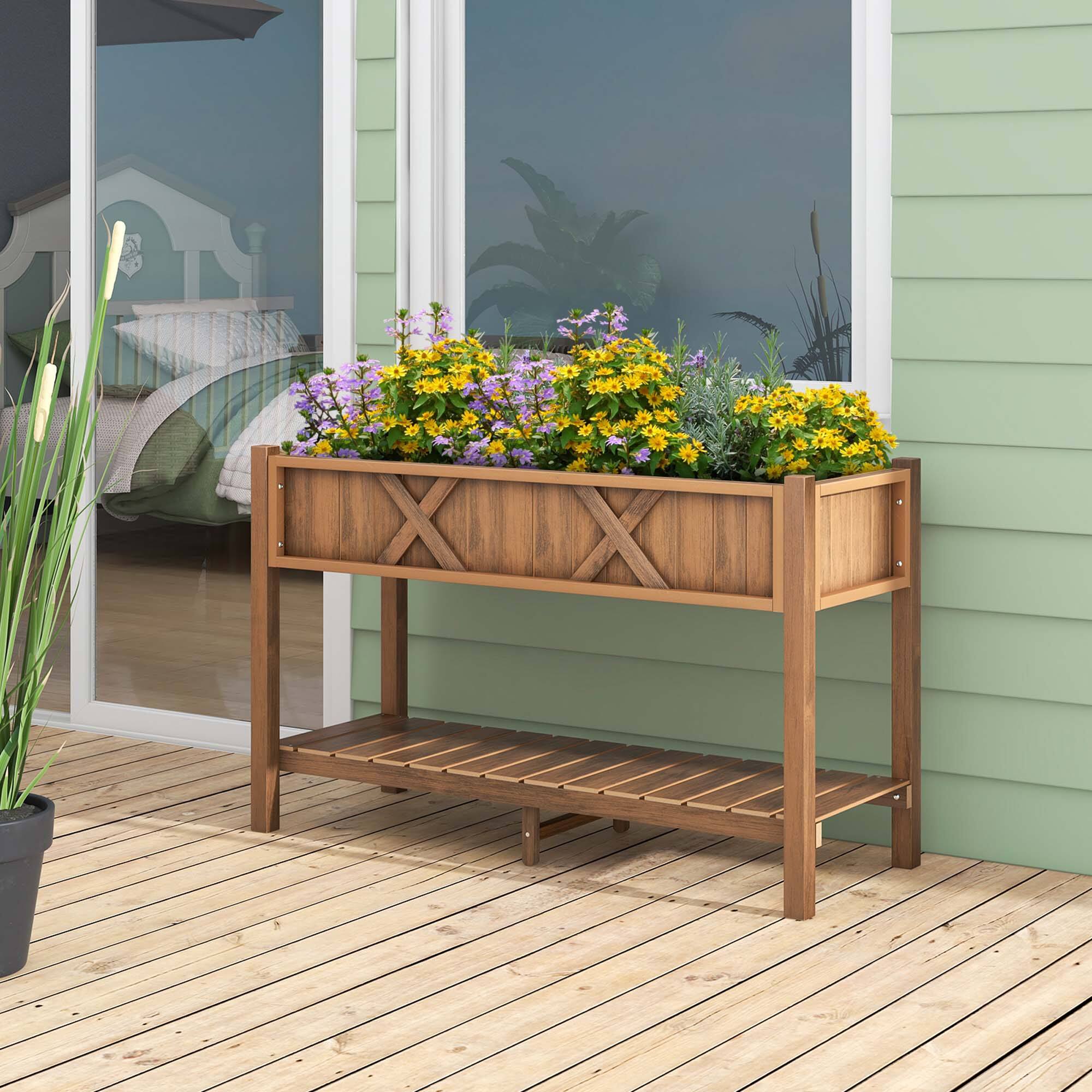 Costway HIPS Raised Garden Bed Poly Wood Elevated Planter Box with Legs ...