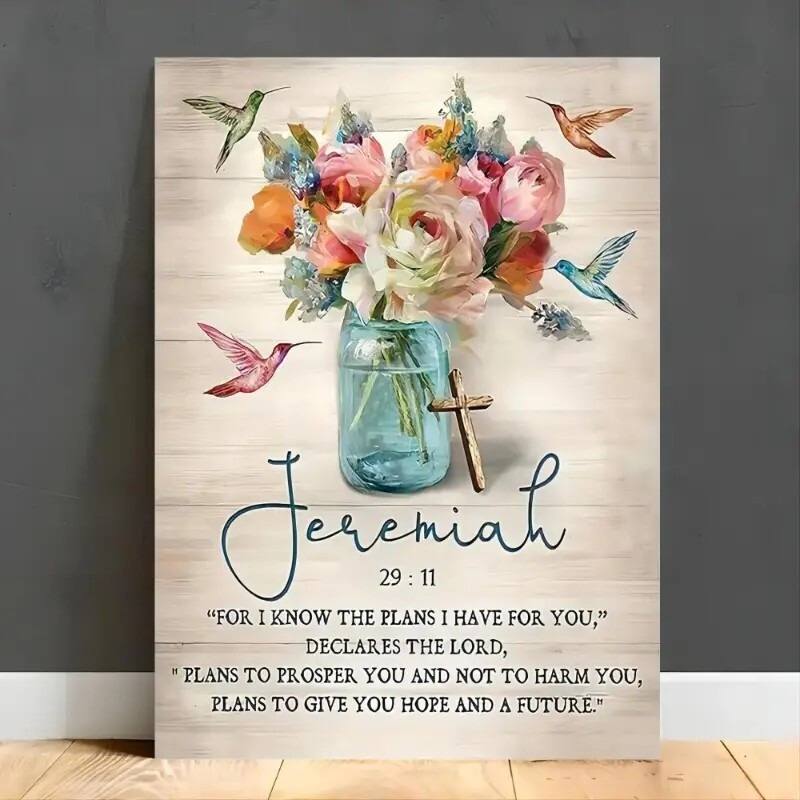 blue 1pcs Canvas Painting with Wood Frame, Ready to Hang, 1pcs Wooden ...