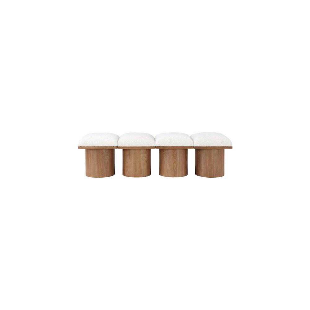 Meridian Furniture Pavilion Bench Cream Boucle Fabric 467Cream-4B ...