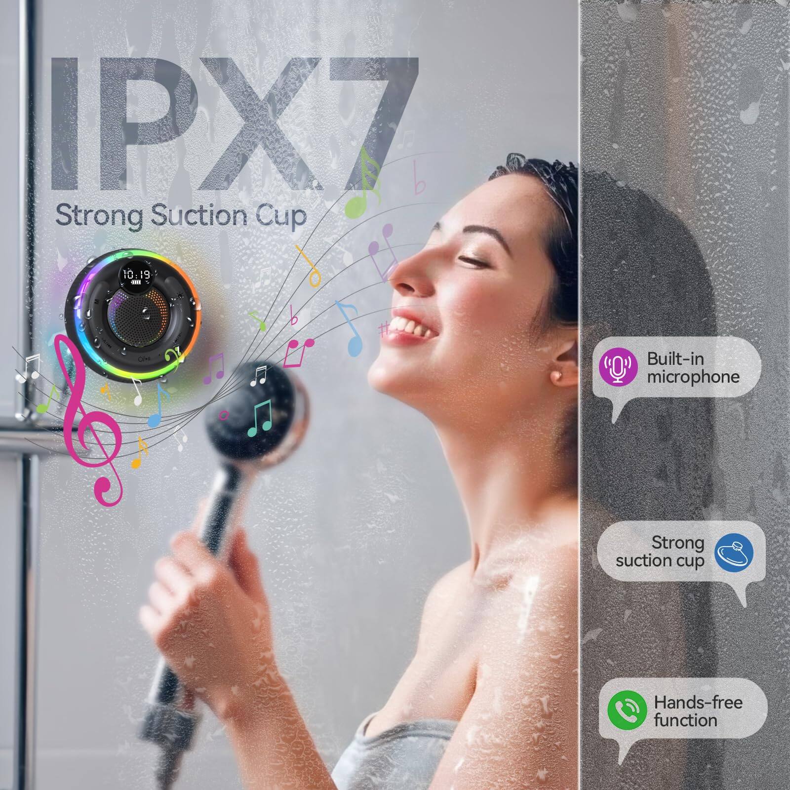 Cozy Serene Light Shower Ipx7 Waterproof Portable Wireless With Rgb Light Bt 5.3 10h Playtime ...