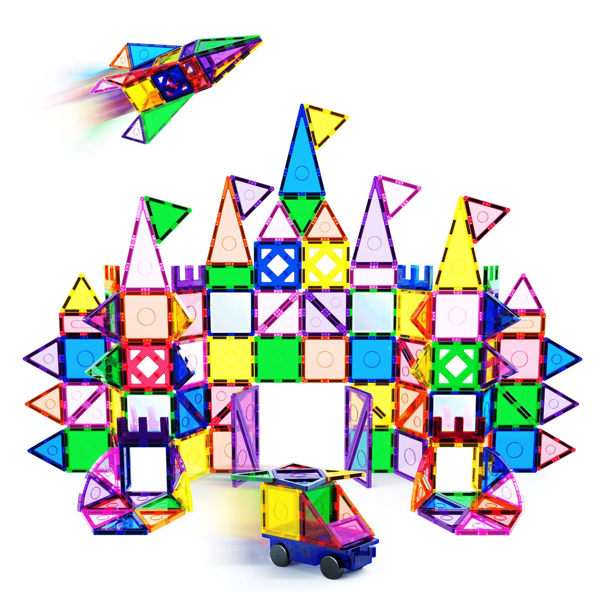 Everplay 140 PC Magnetic Tiles, Magnetic Building Blocks for Kids ...