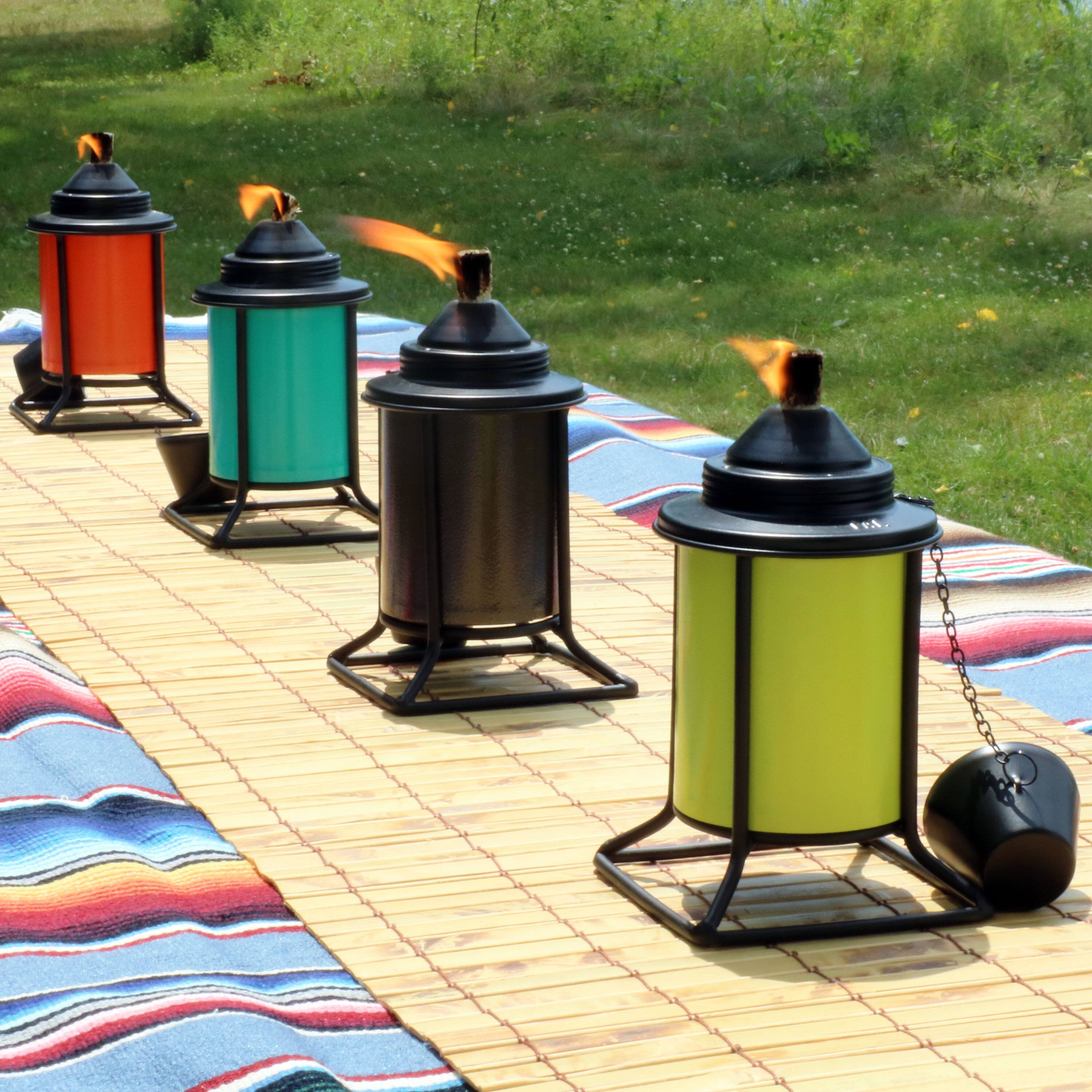 Sunnydaze Glass/Metal Square Outdoor Tabletop Torches Set of 8 Multi ...
