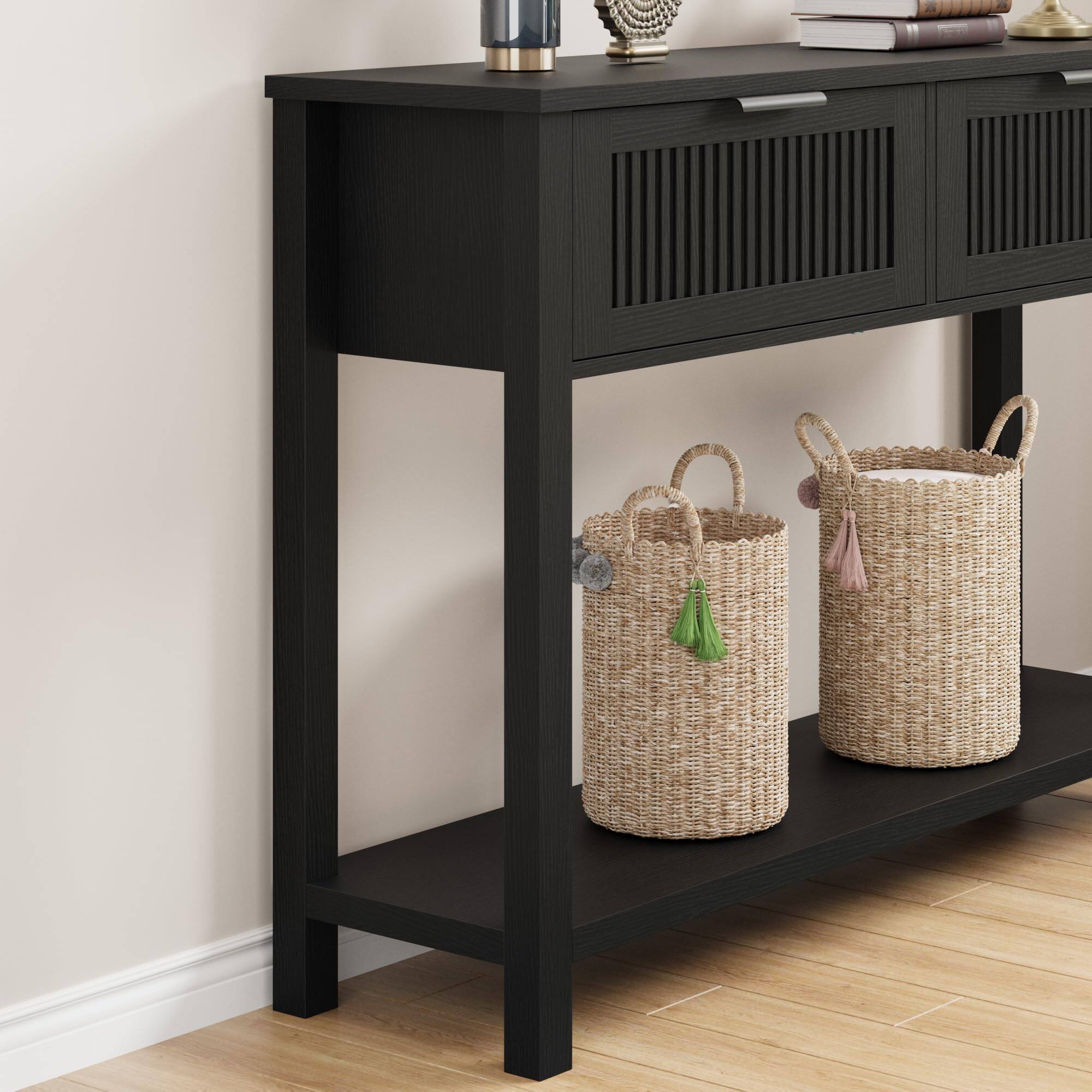 Jojoka 43" Fluted Entryway Table with 2 Drawers, Console Table for ...