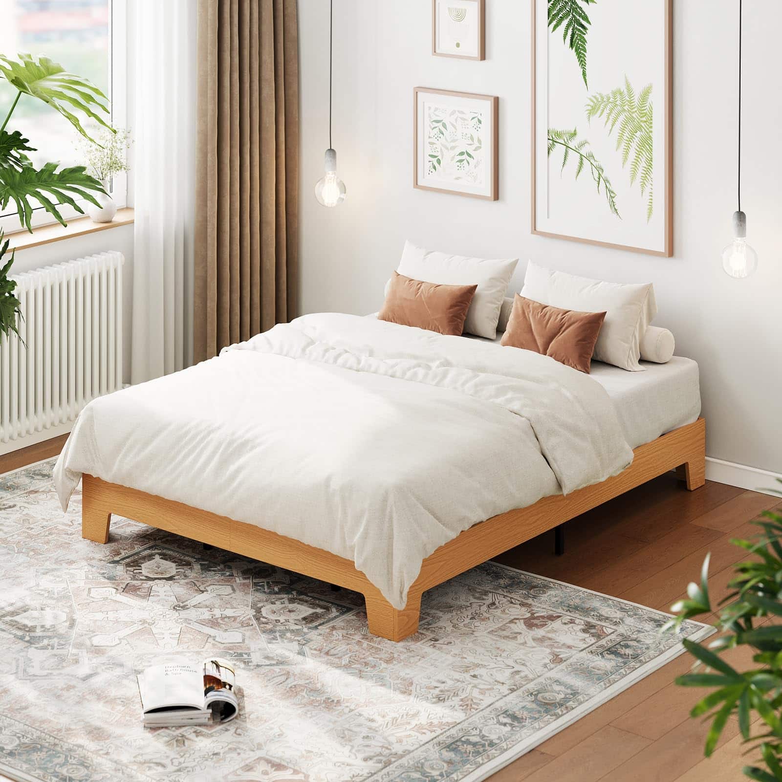 Jojoka - Full Natural Wood Platform Frame with Strong Slats, Minimalist ...