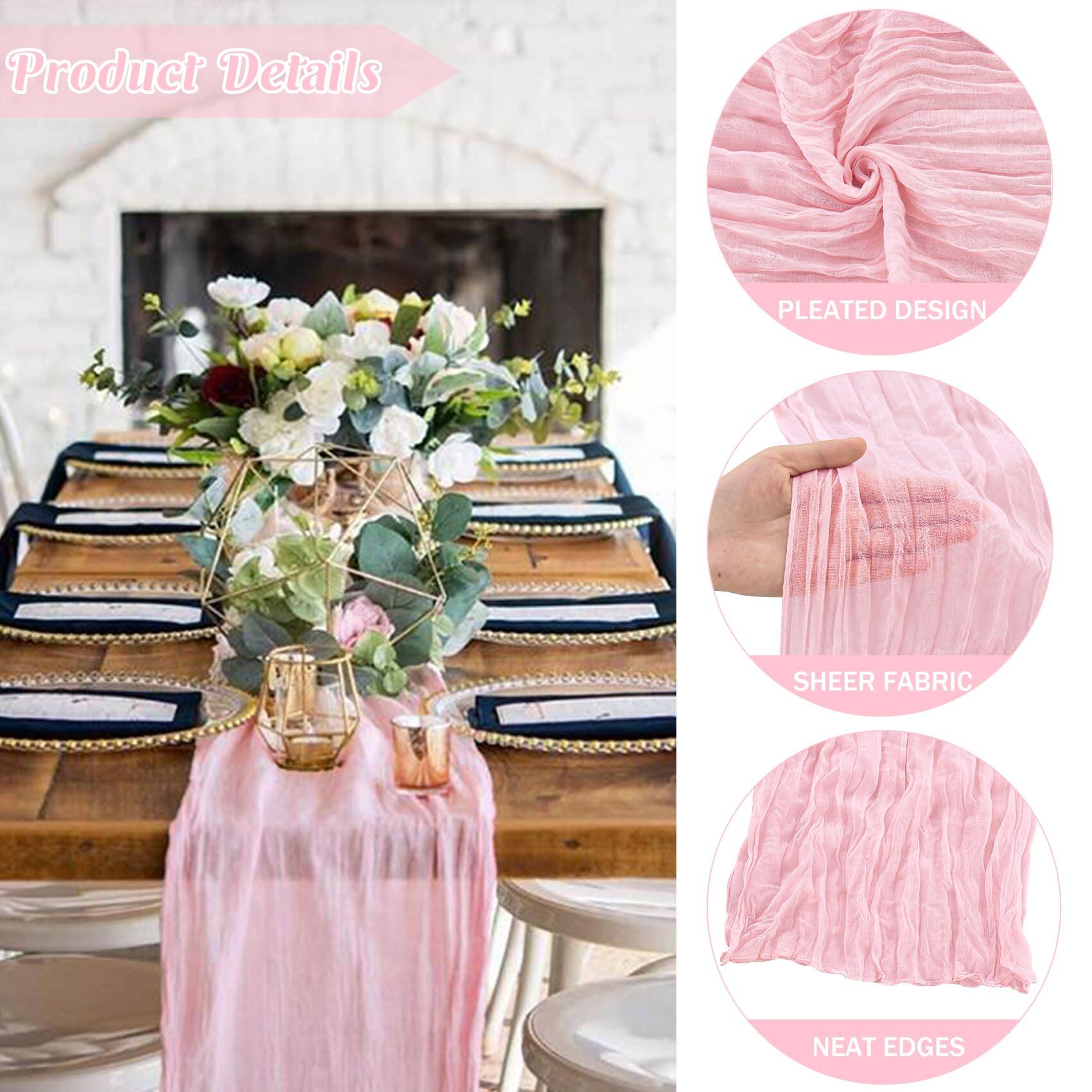 Dapper Styles Cheesecloth Table Runner Boho Gauze Fabric Rustic Sheer ...