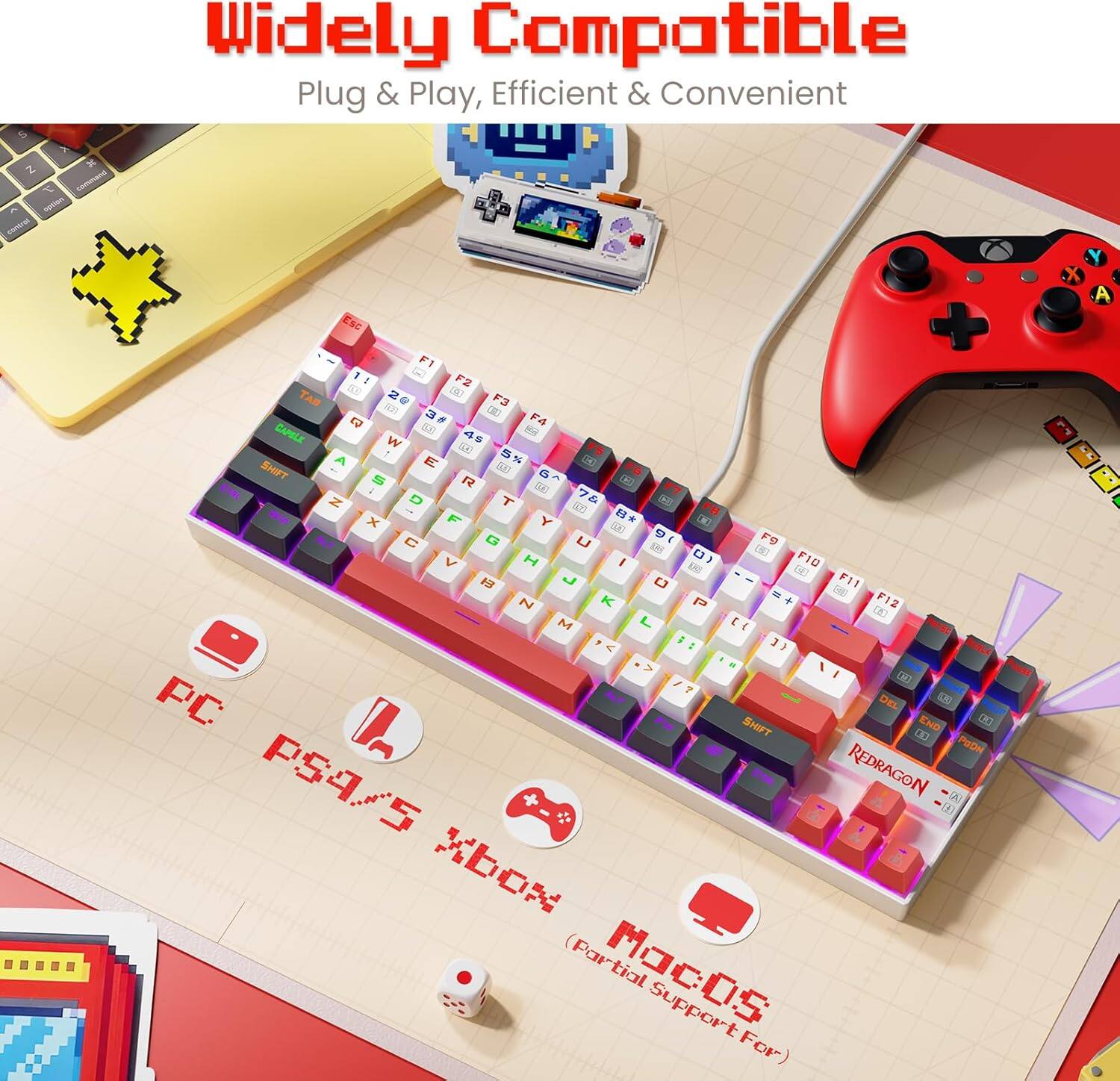 REDRAGON K552 Mechanical Gaming Keyboard, 87 Key Compact, LED Gaming ...