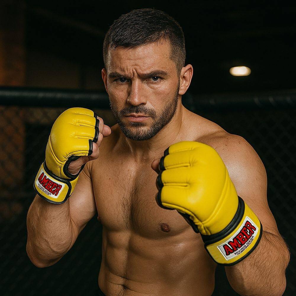Amber Sporting Goods Premium Grappling Gloves for MMA Leather Small ...