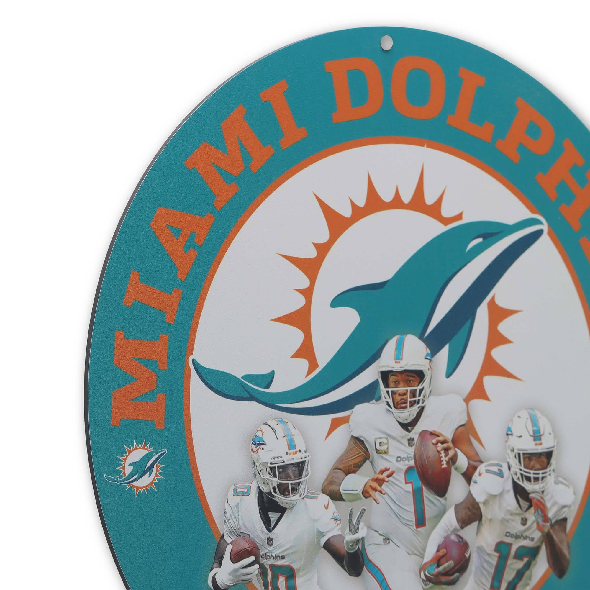 Open Road Brands Miami Dolphins Team Stars 11" Round Metal Sign ...