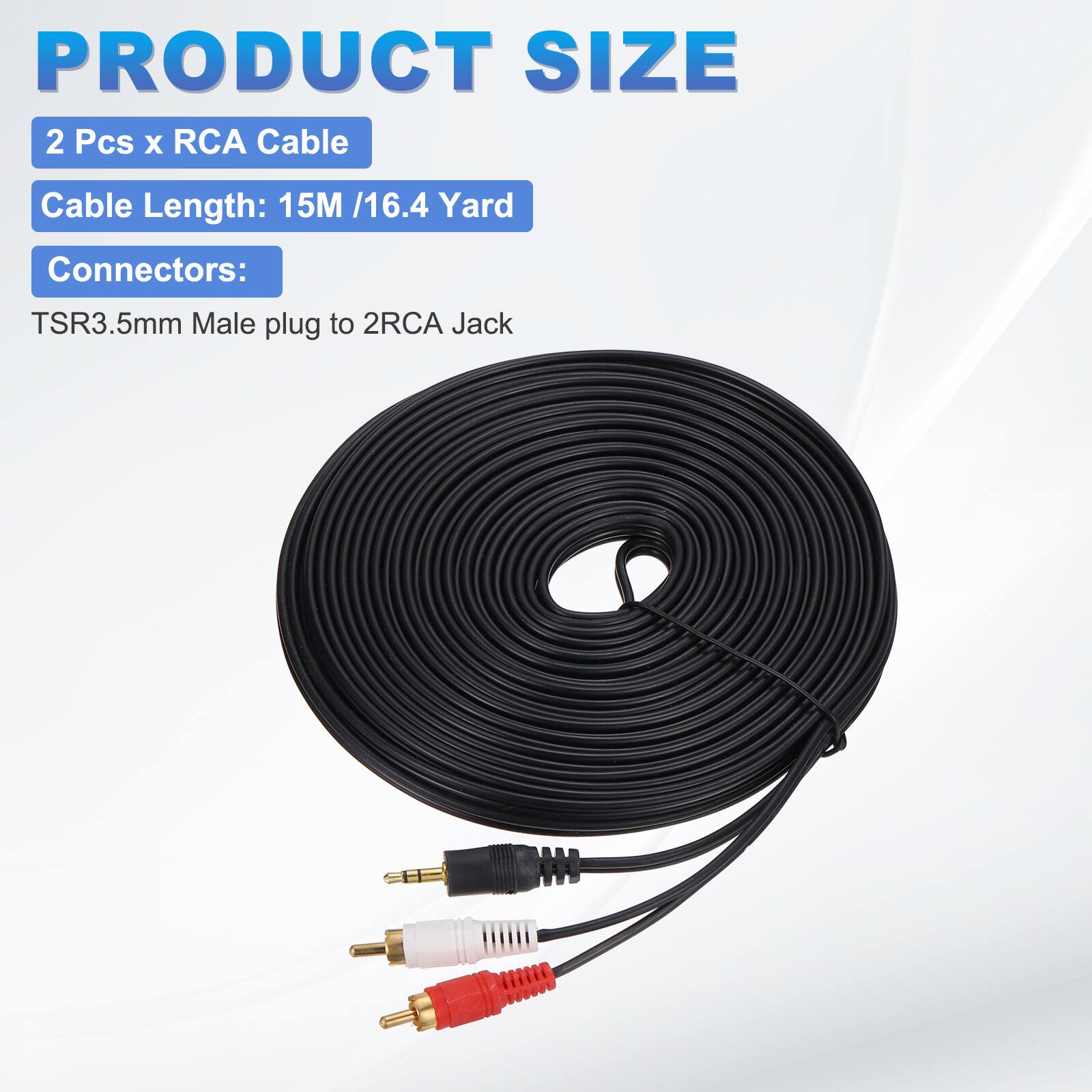 Unique Bargains 2pcs TSR3.5mm Male to 2RCA Jack Cable, 15m/16.4yd, 2 ...