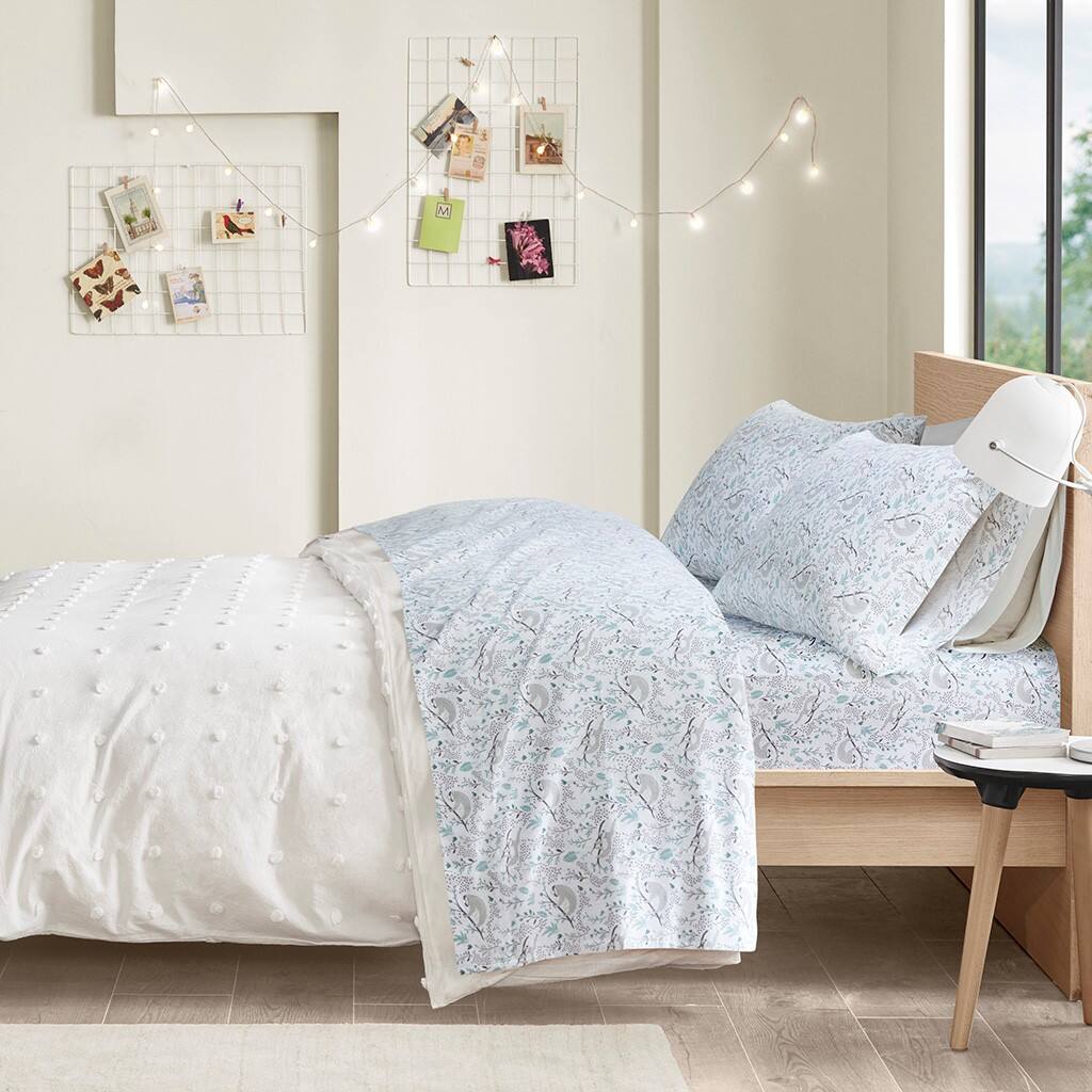 Gracie Mills Atticus Cotton Flannel Printed Sheet Set Grey Sloths 5402 ...