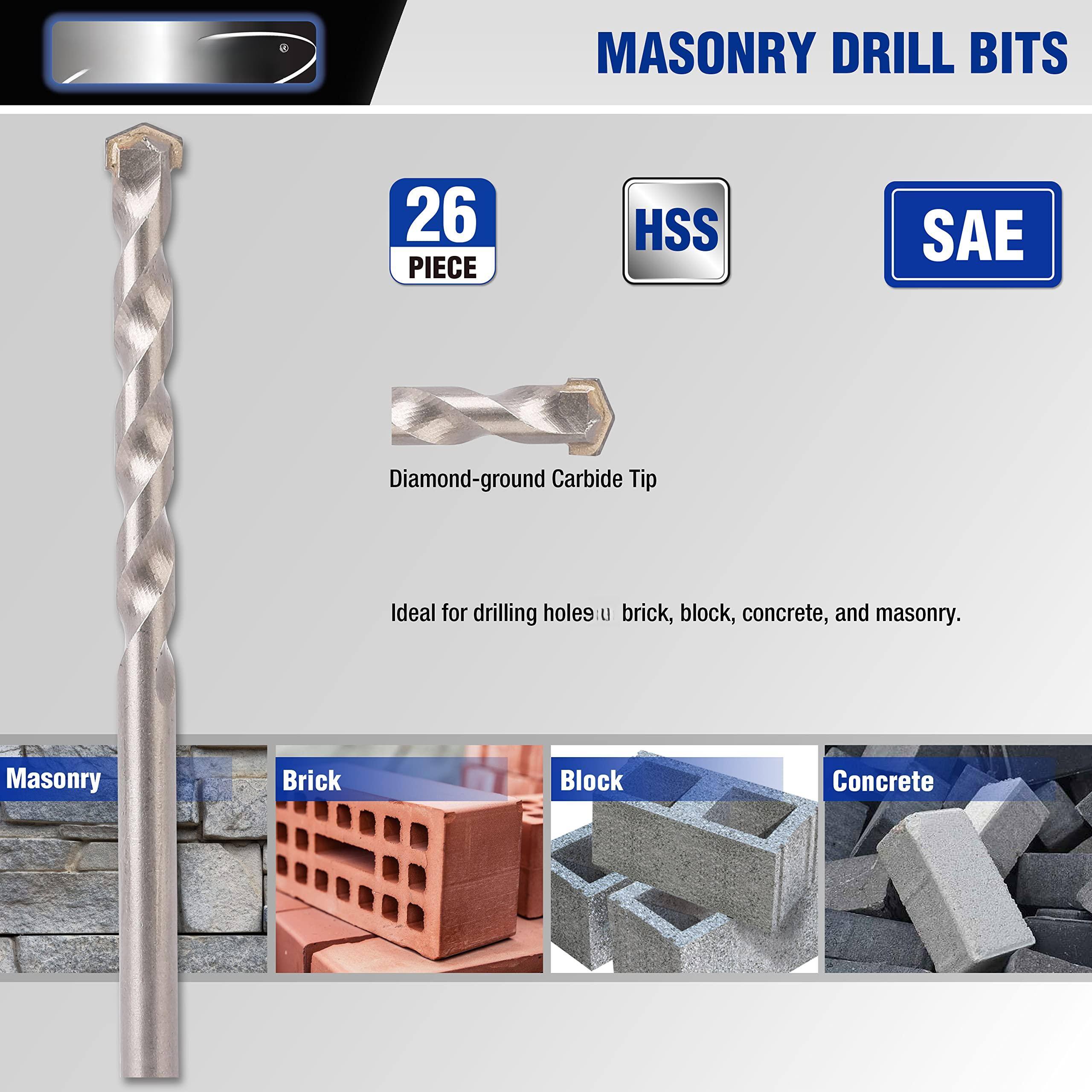JETRANSPORT 140pc Multipurpose Drill Bits Set 88pc Titanium Twist 26 Pc ...