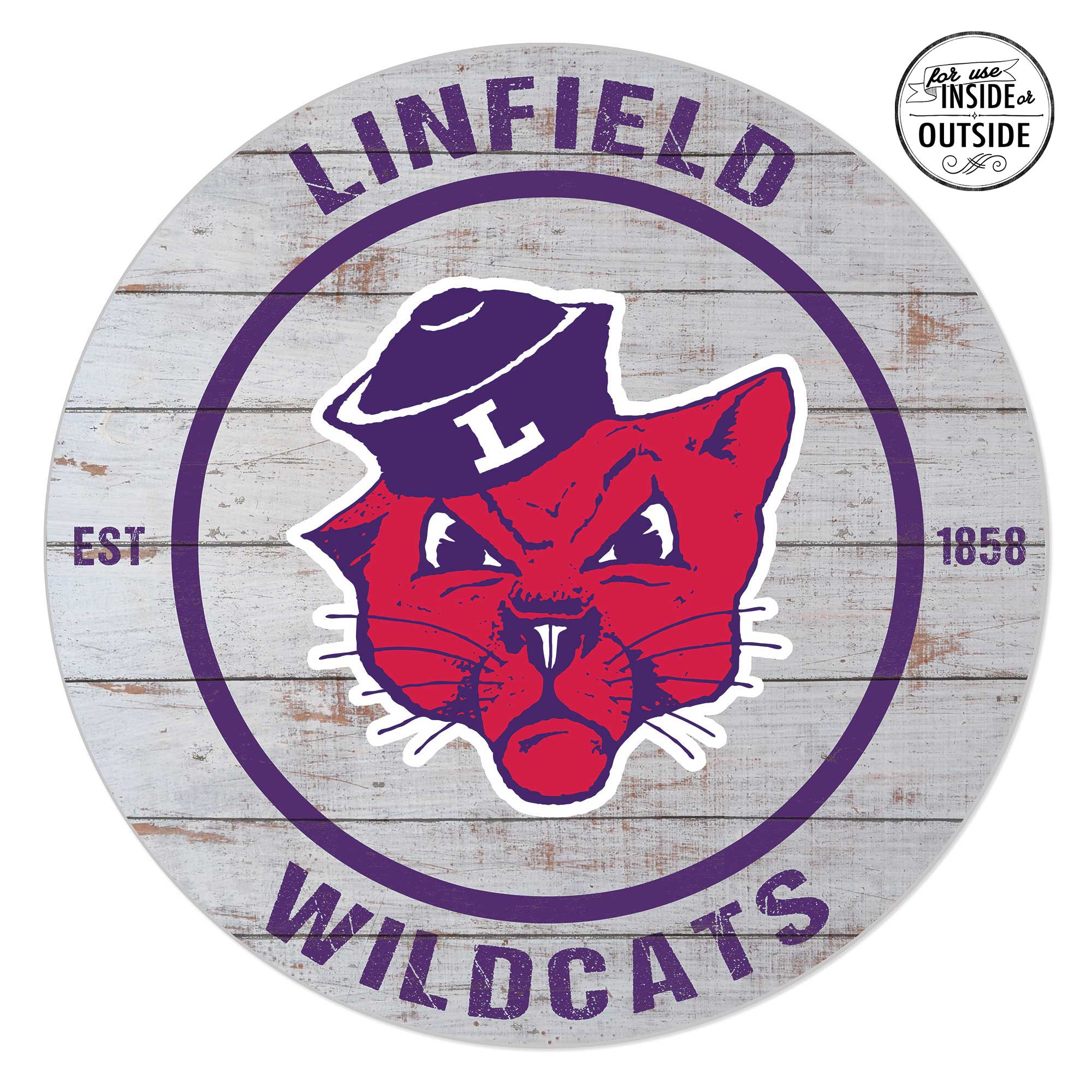 Jardine Linfield Wildcats 20'' x 20'' Indoor/Outdoor Weathered Circle Sign White 5184571 - Best Buy