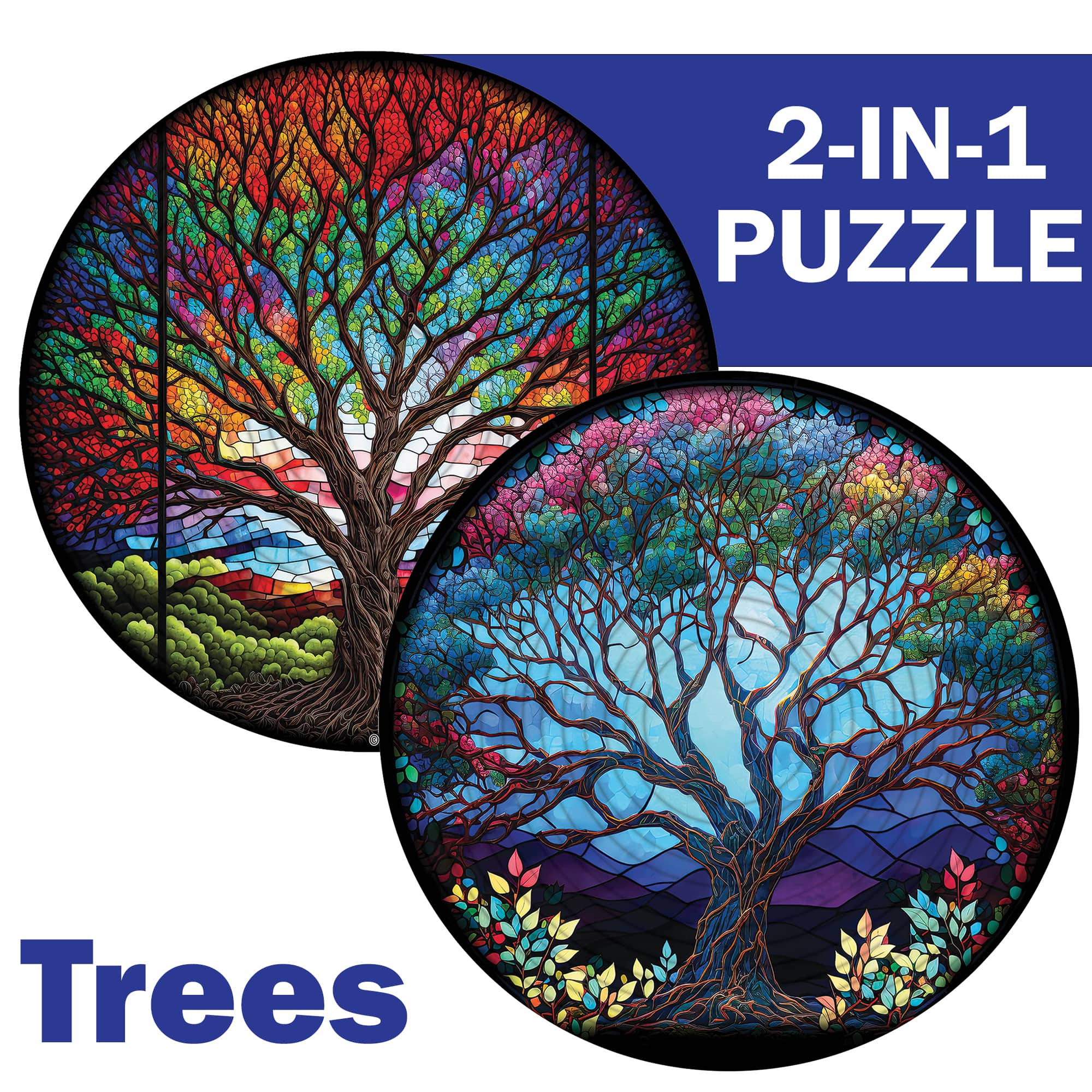 TCG Toys Spin Flip Puzzle: Trees- 14 Rings 2-In-1: Double-Sided Puzzle ...