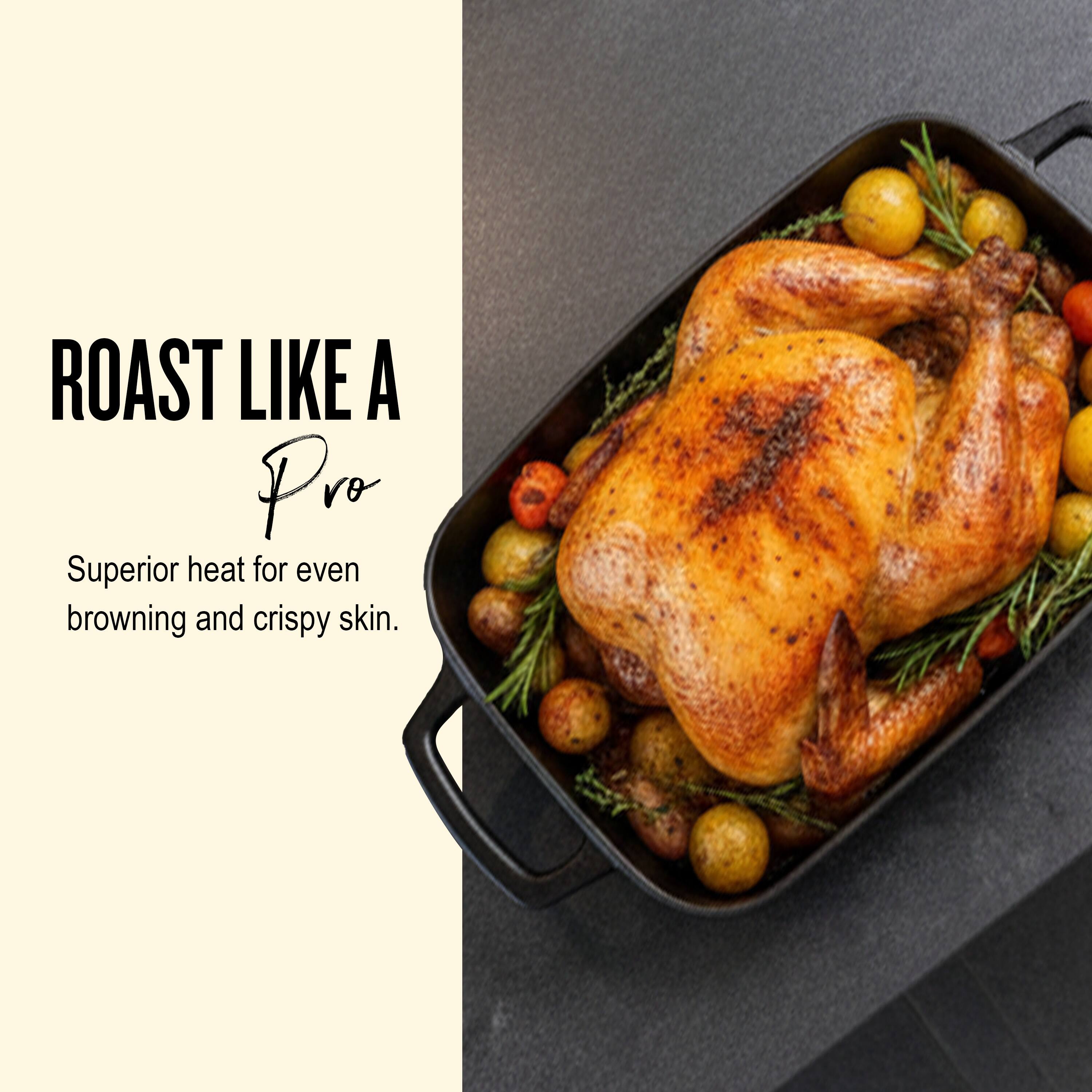 Alva Nori Enameled Cast Iron Roasting Pan 12x8" Nonstick, Oven Safe and ...