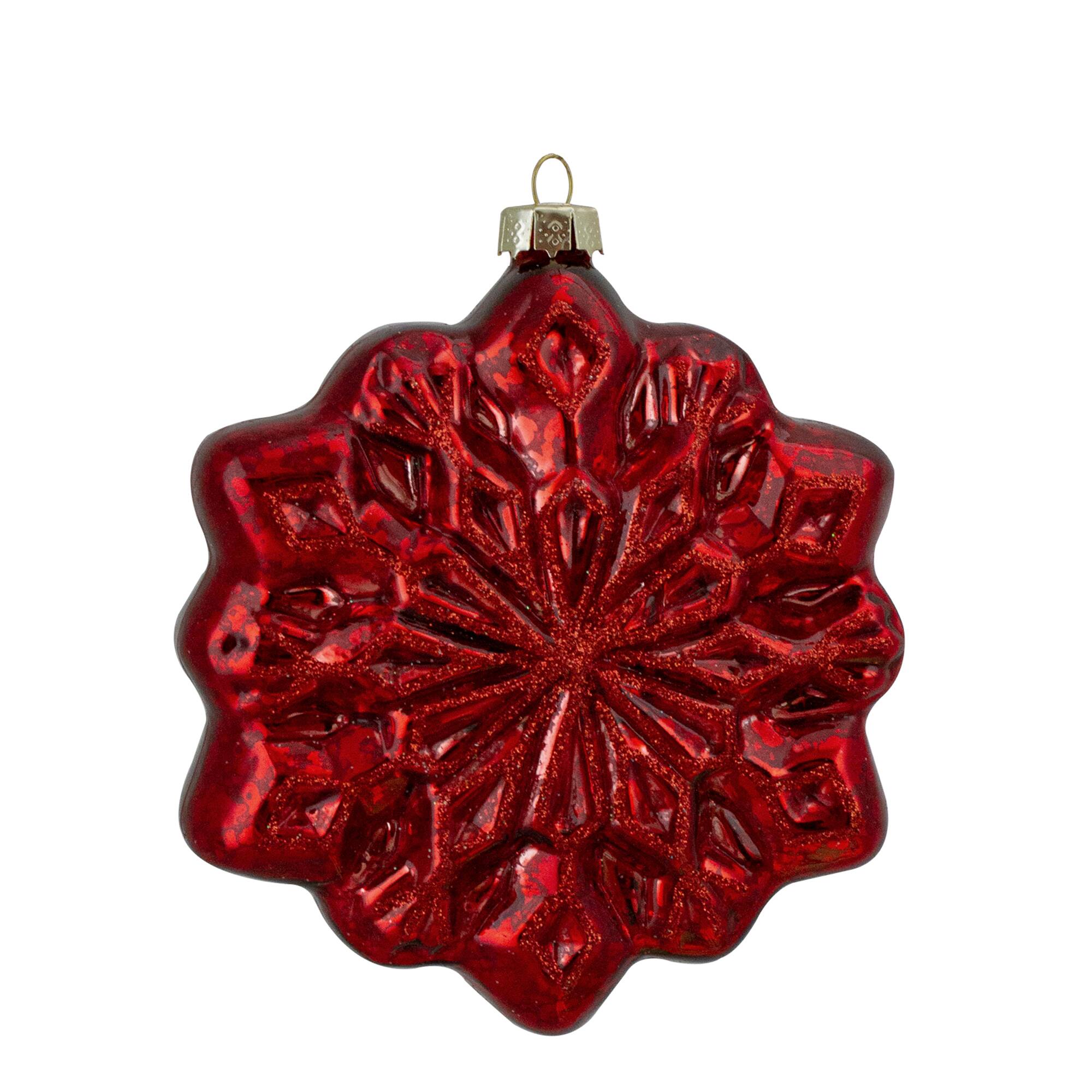 Northlight Glass Snowflake Christmas Ornaments 3.75 Inch (100mm) and ...