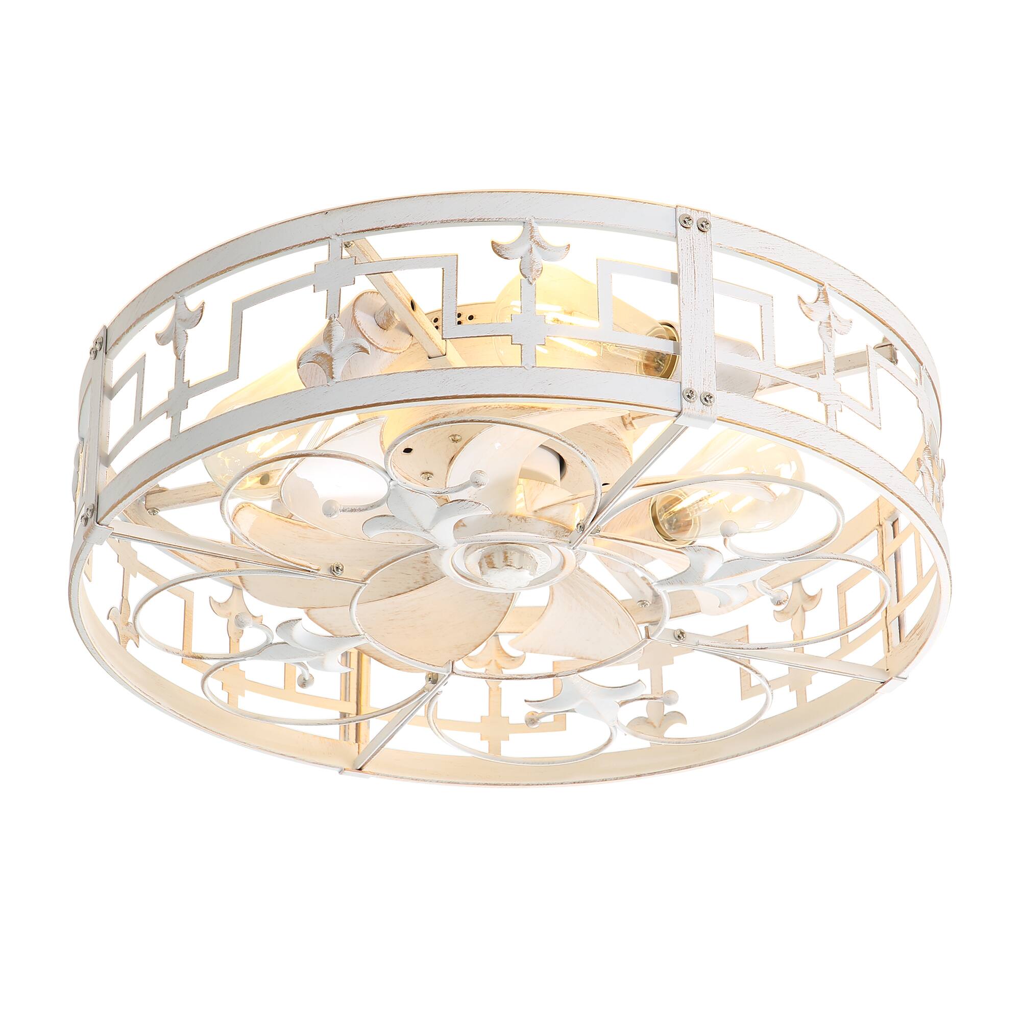 Breezary 20" Indoor Flush Mount Enclosed Ceiling Fan with Light Kit and ...