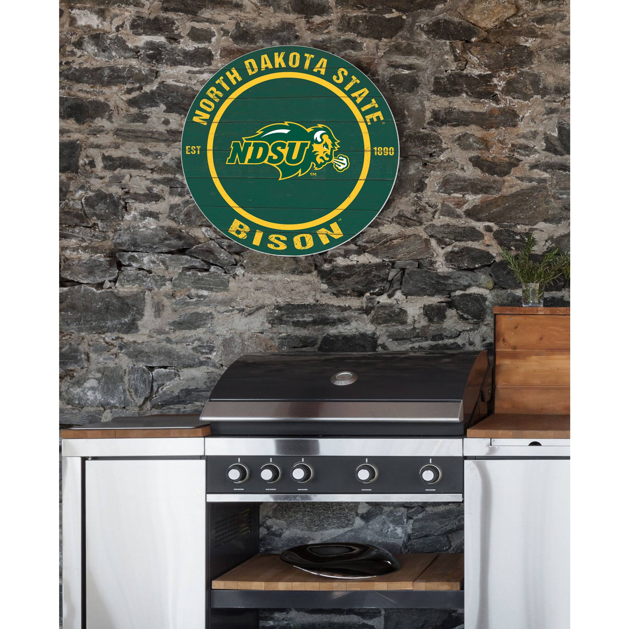 Jardine NDSU Bison 20'' x 20'' Indoor/Outdoor Circle Sign Green 4574421 ...